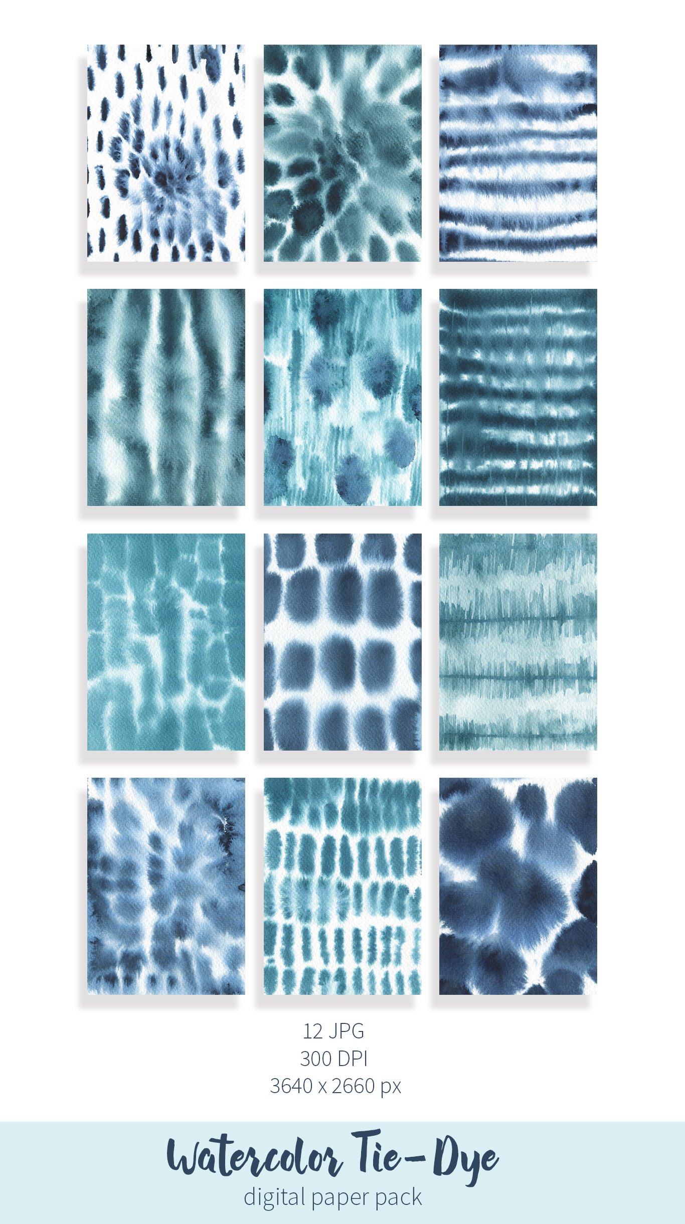 Watercolor Tie-Dye digital paper pack. Hand (1136337)