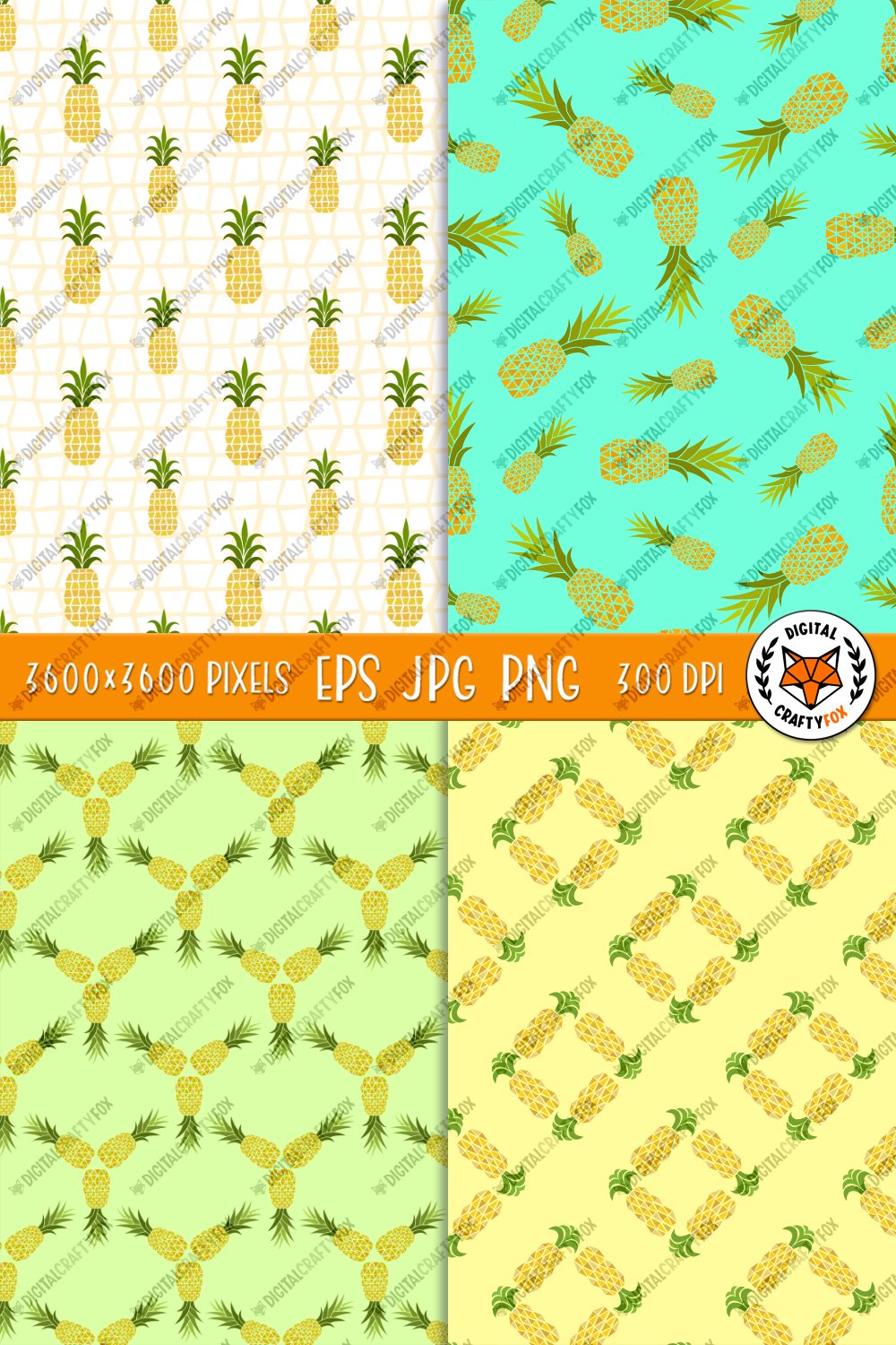 Pineapple Seamless Pattern, Pineapple Digital Paper