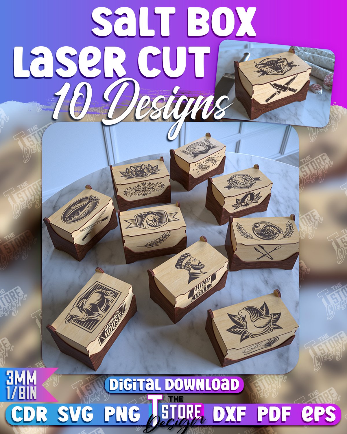 Salt Box Laser Cut |Salt Cellar Laser Cut |Kitchen Organizer