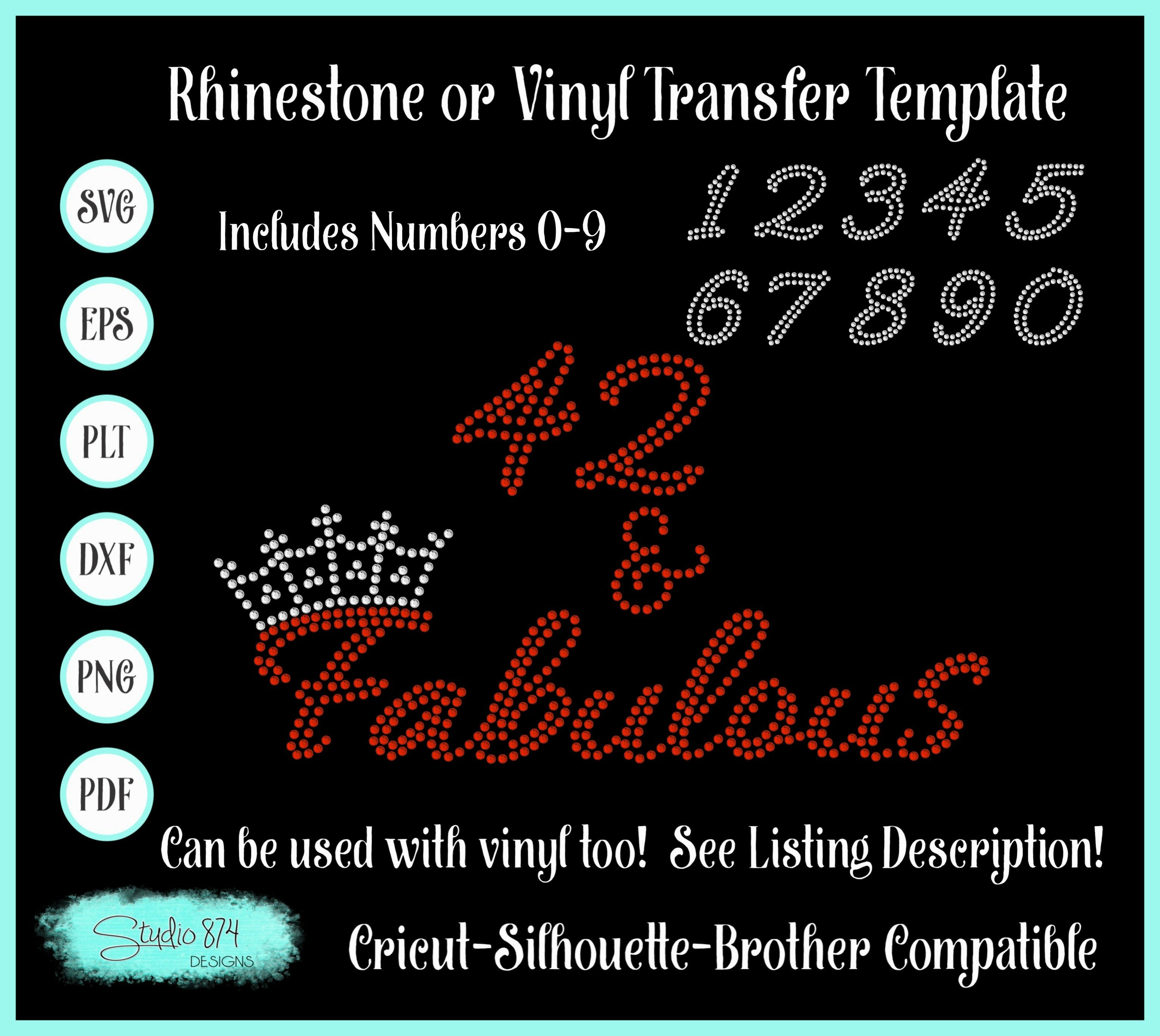Birthday Rhinestone SVG Template - 40 50 60 and Fabulous