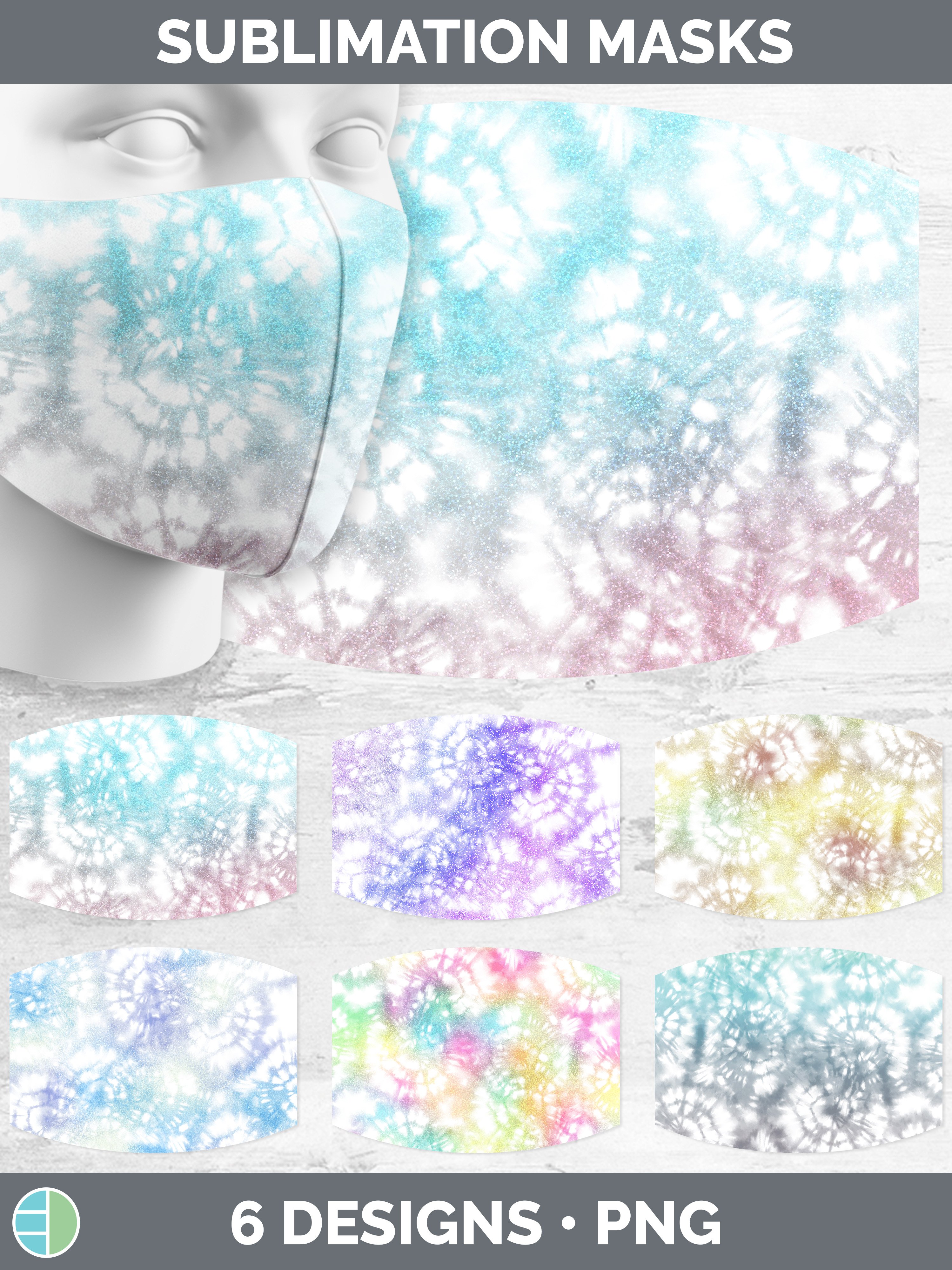 Pastel Tie Dye Mask | Sublimation Bundle Face Mask Designs