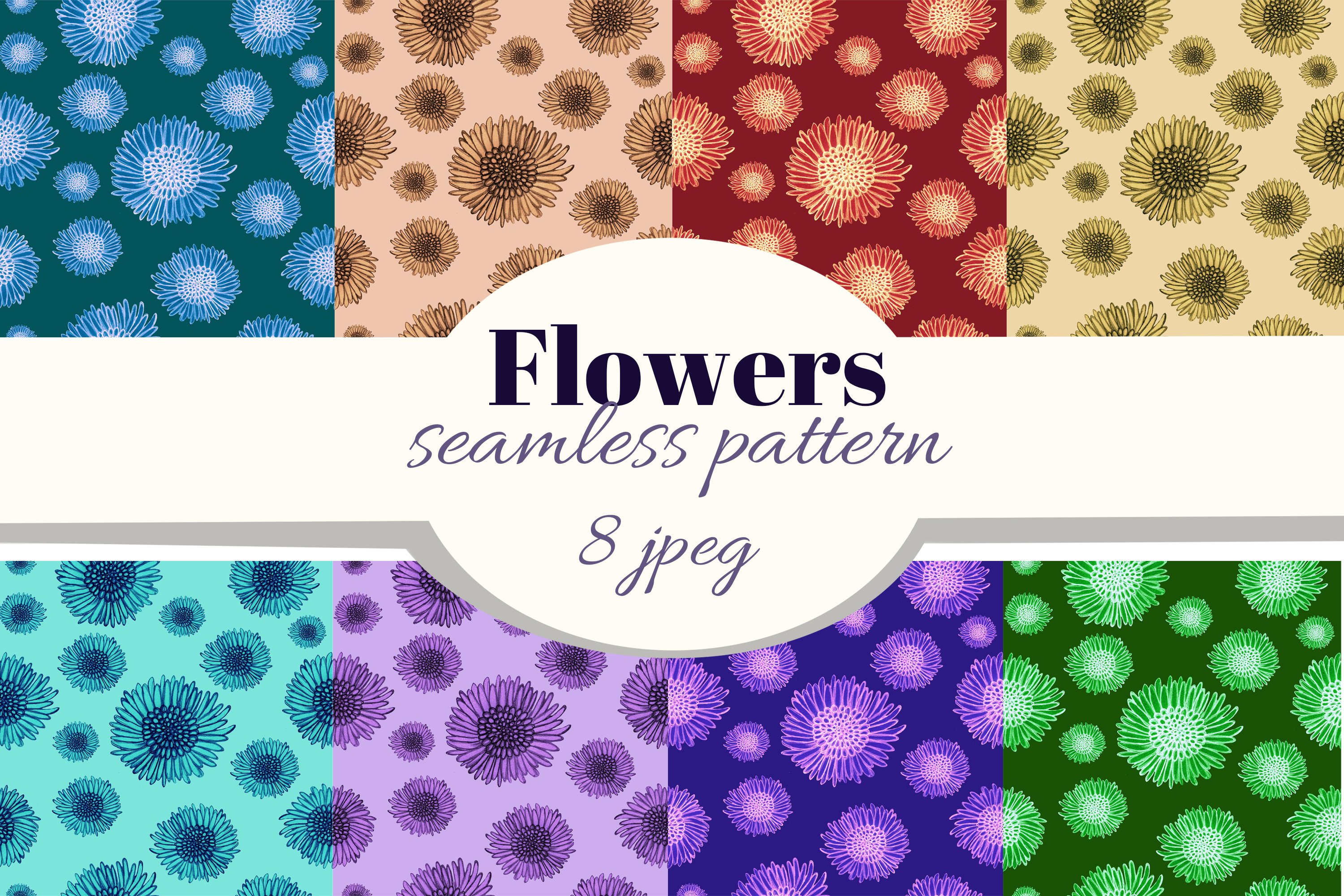 Flowers seamless pattern. Watercolor floral digital paper.