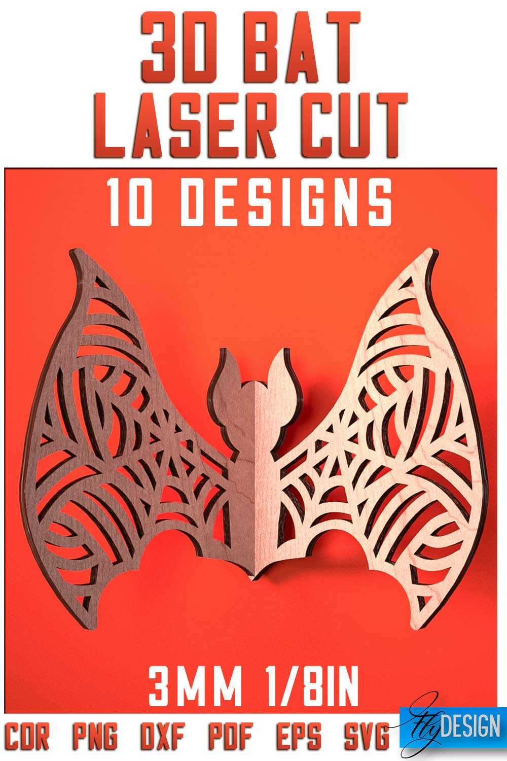3D Bat Laser Cut SVG | Bat Laser Cut SVG Design | (2682259)