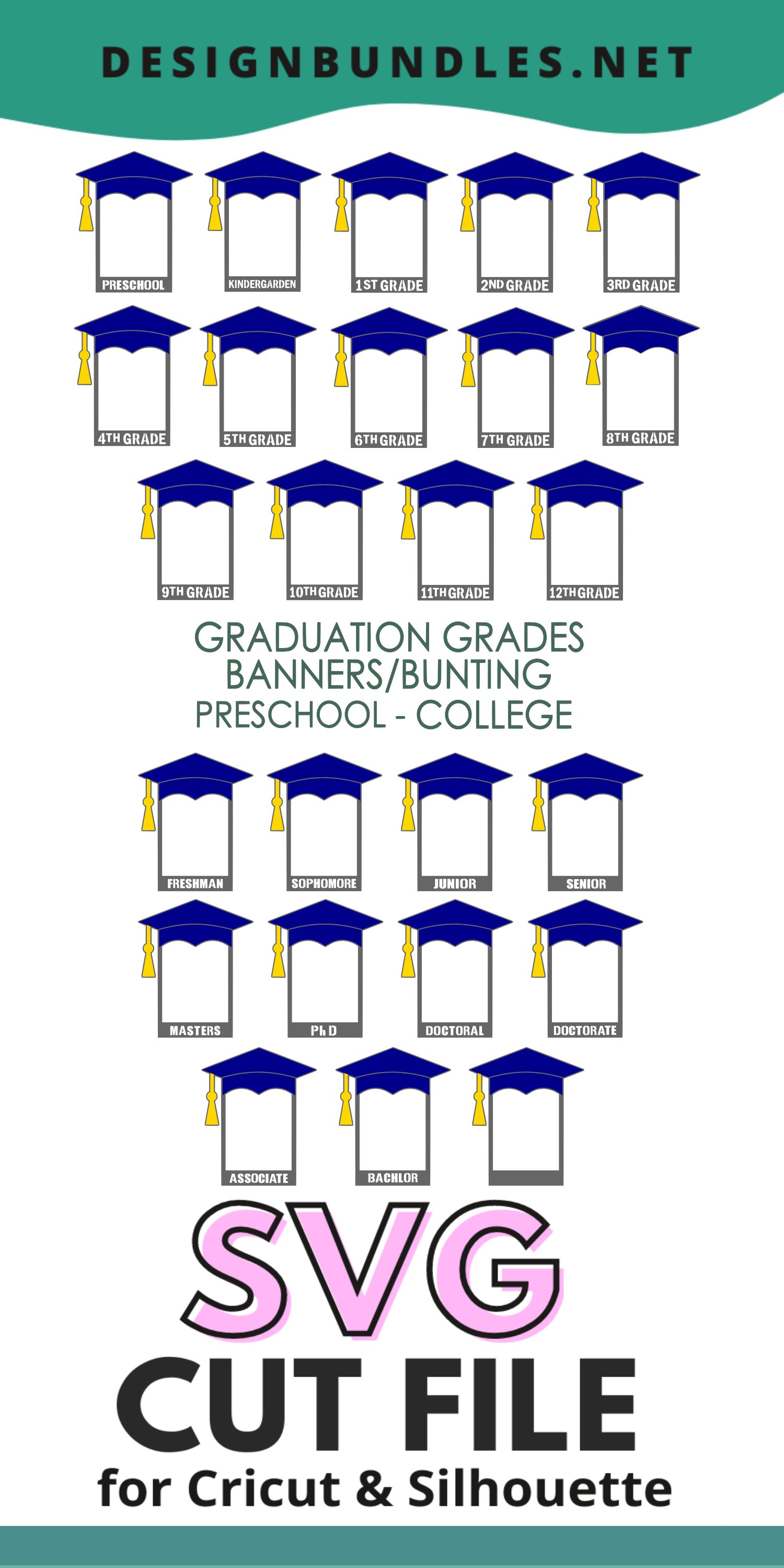 BANNER GRADUATION PHOTO GRADES K - 12 & COLLEGE YEARS Set 01