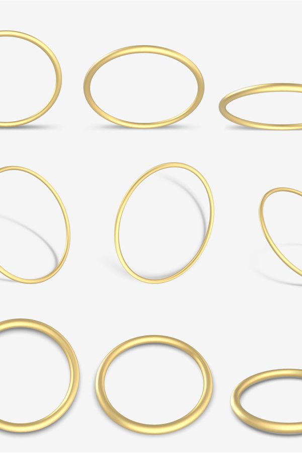 Realistic golden 3D ring. Gold decorative geometric round