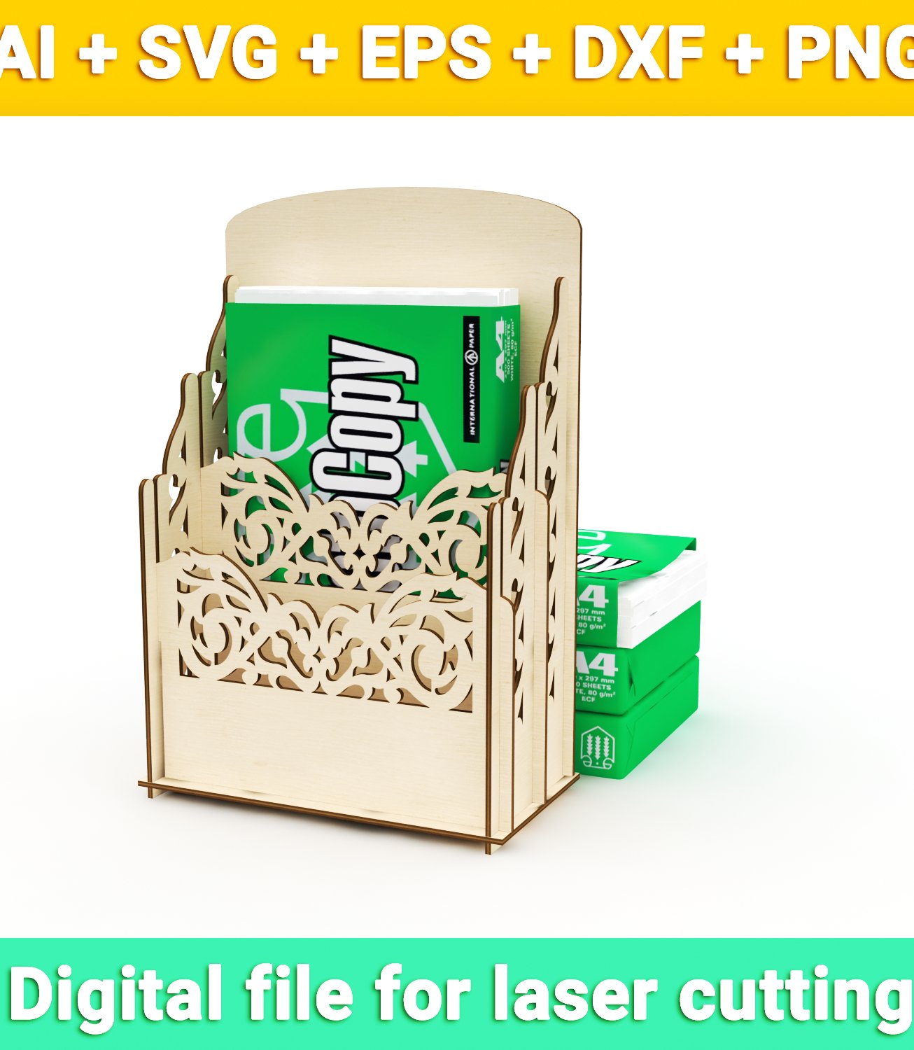 Vertical paper stand vector for CNC svg vector file