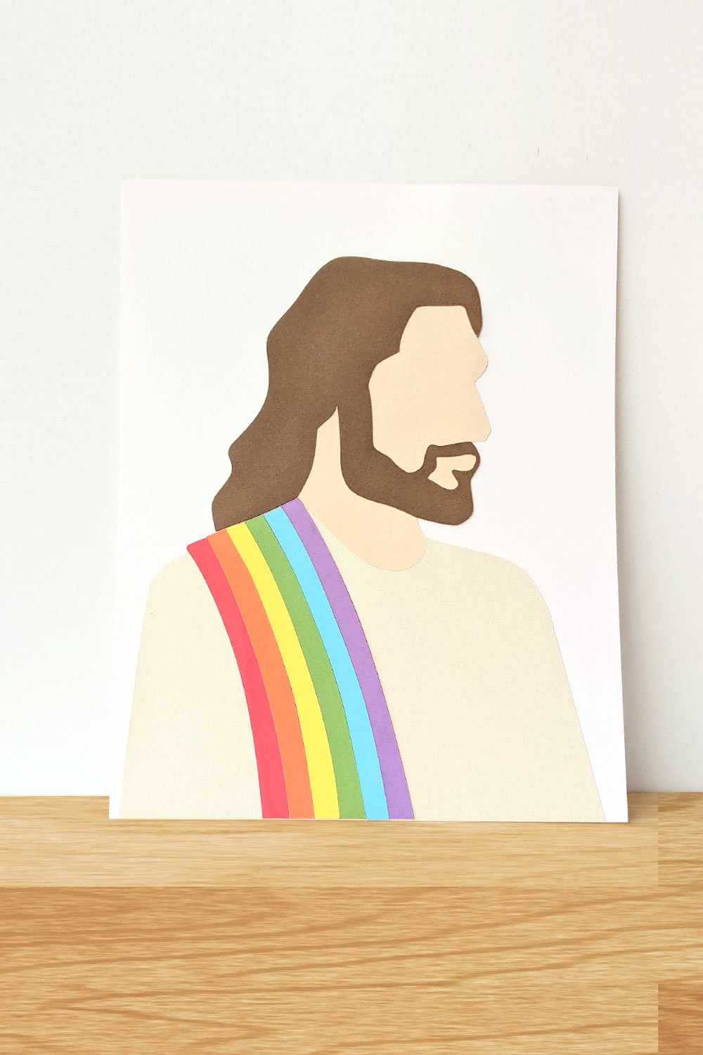 LGBT-Affirming Minimalist Jesus with Rainbow Sash SVG File