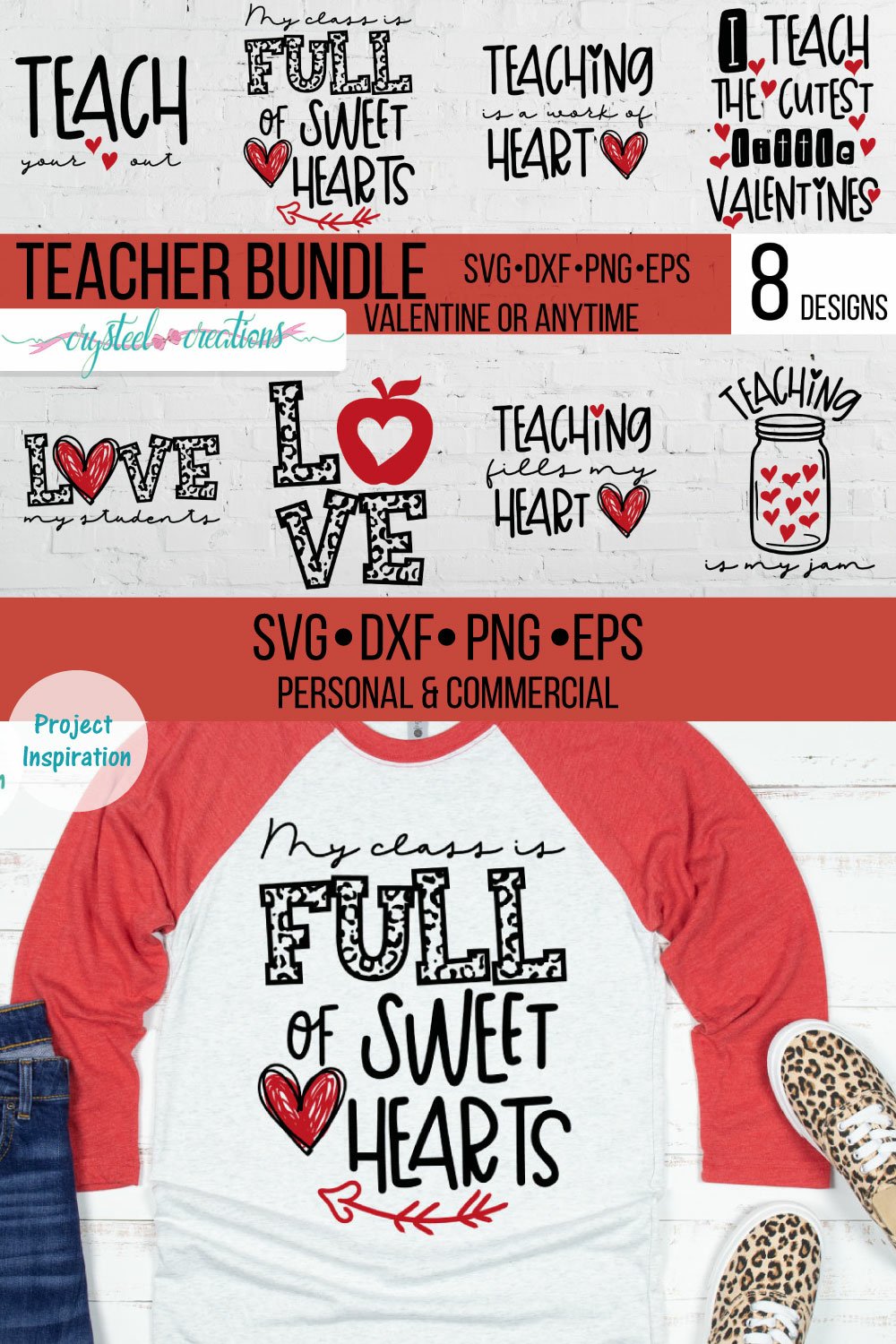 Teacher Valentine Bundle SVG, DXF, PNG, EPS