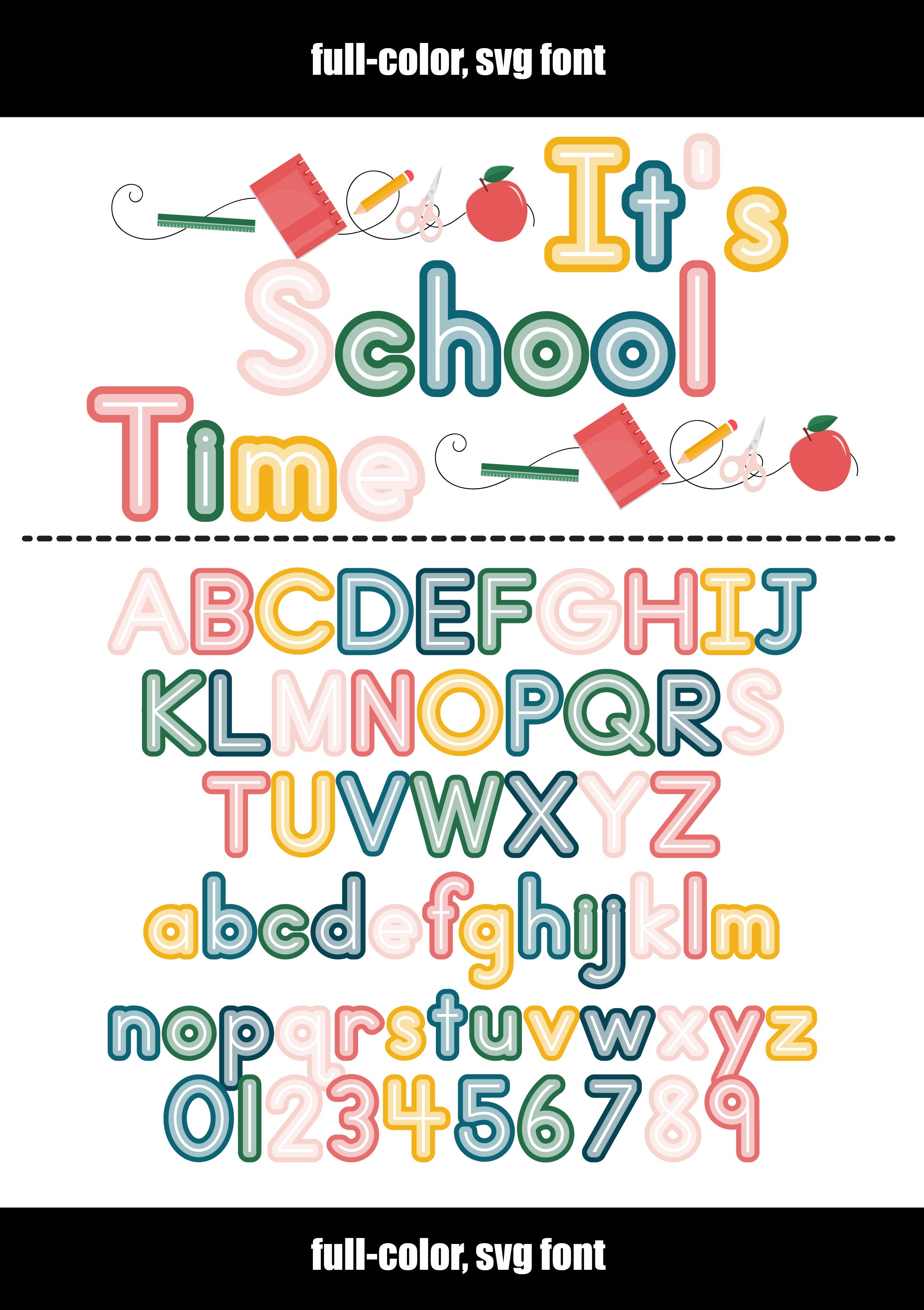 School Themed Full Color SVG Font