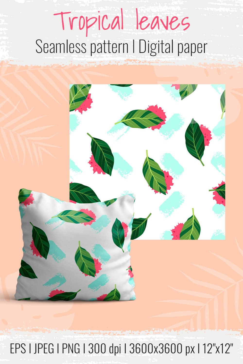 Tropical leaves pattern I Digital paper I EPS JPEG (846915)