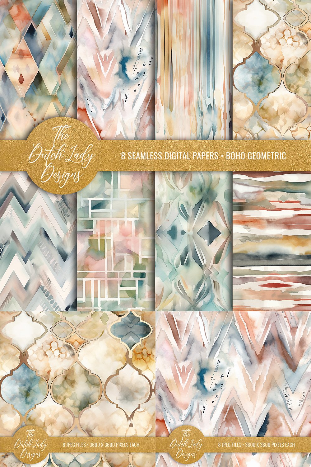 Bohemian Geometric Patterns - Seamless Backgrounds