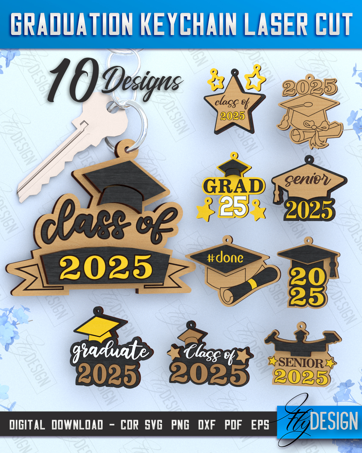 Graduation Keychain Laser Cut Bundle, Senior Keyrings SVG