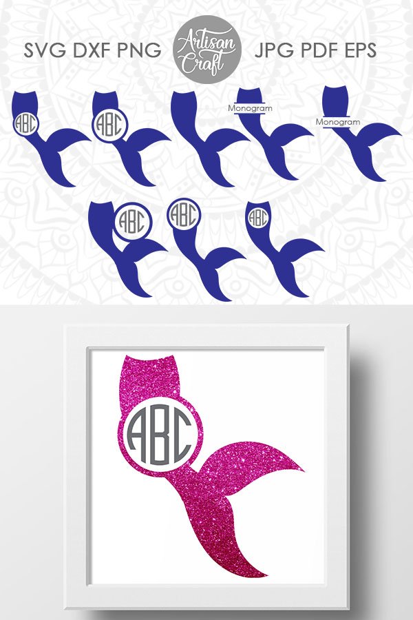 Mermaid tail monogram SVG, mermaid tail SVG