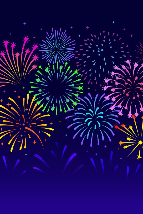 Color fireworks banner. Firework decoration, abstract red gr