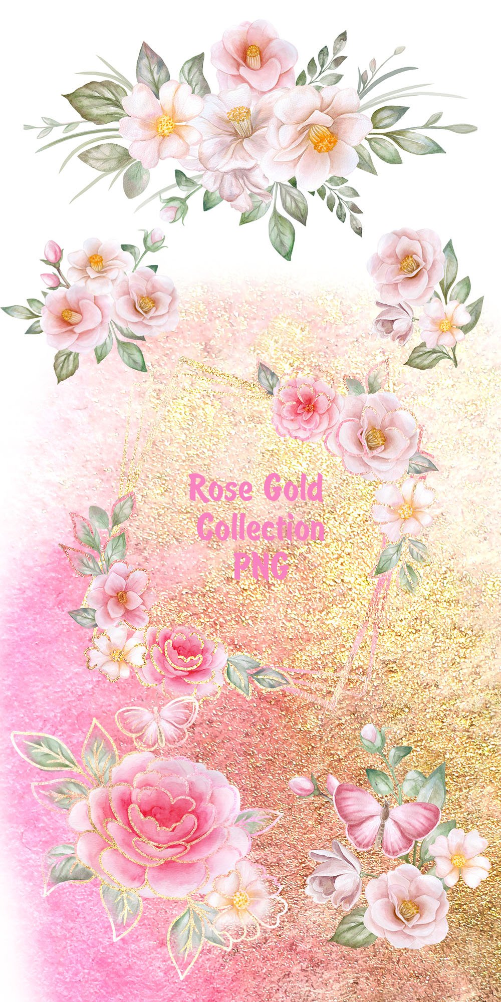 Pink Gold. Spring Watercolor Collection