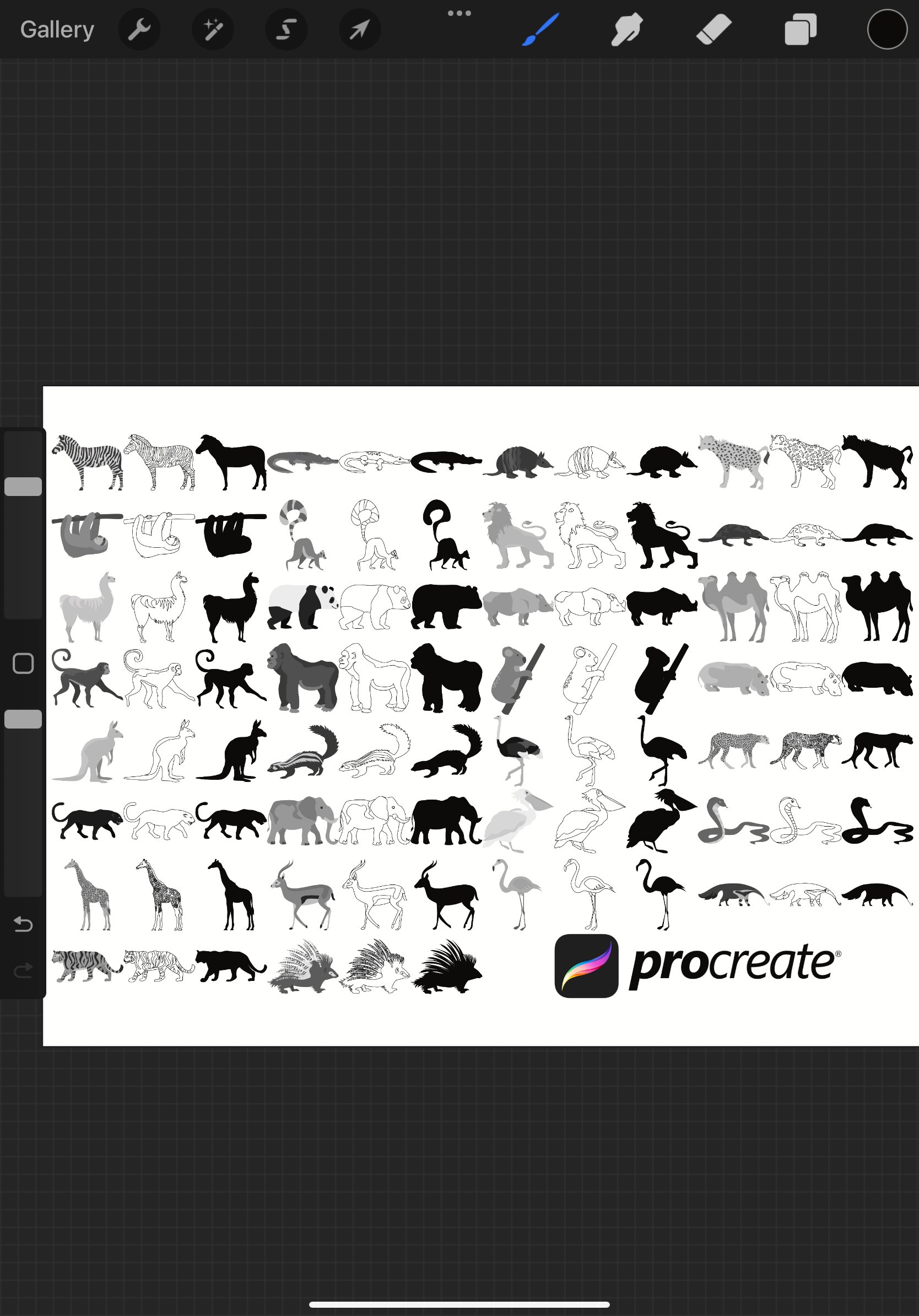 African Animals Outlines & Silhouettes Set 1 Procreate Brush
