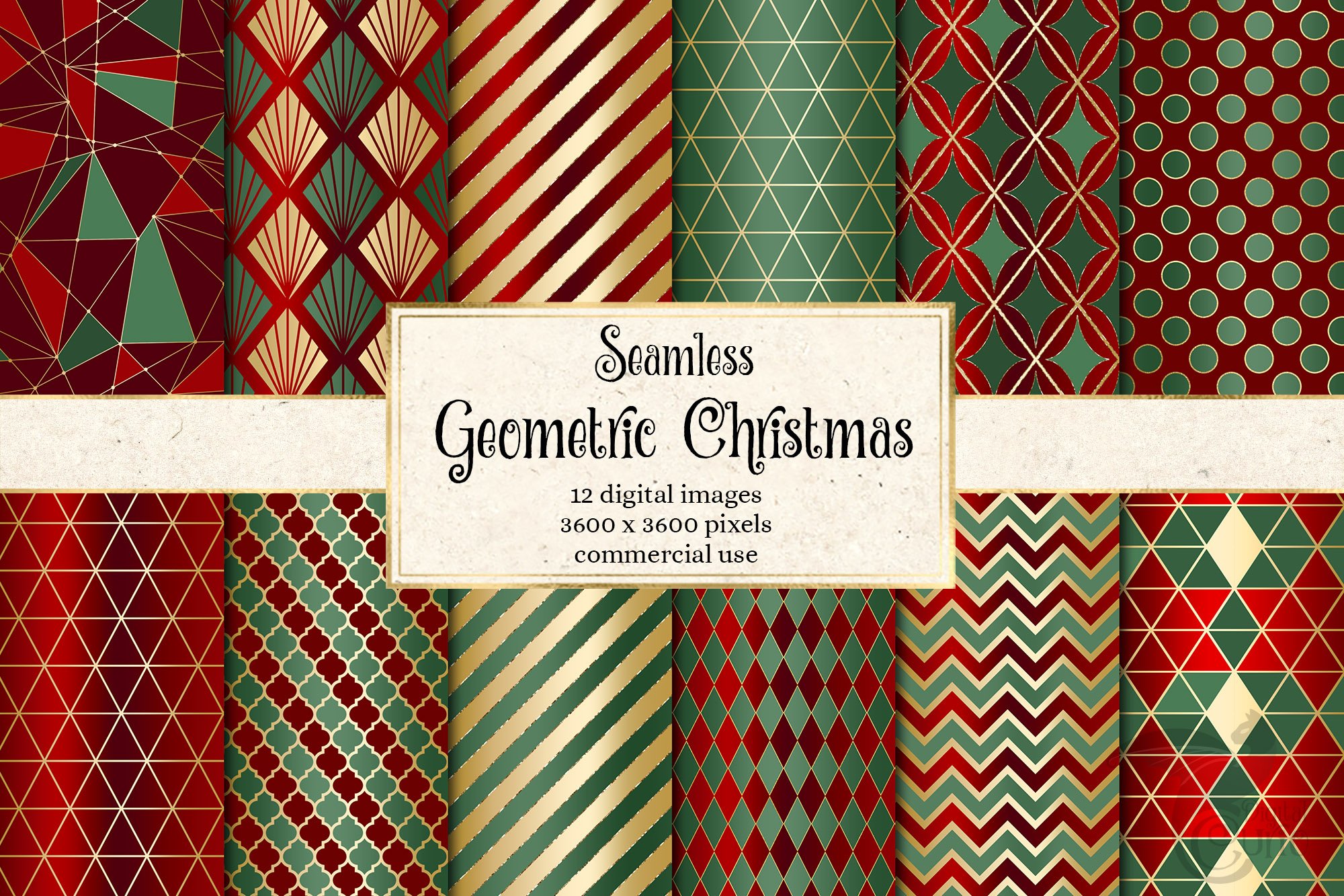 Geometric Christmas Digital Paper (1733973)