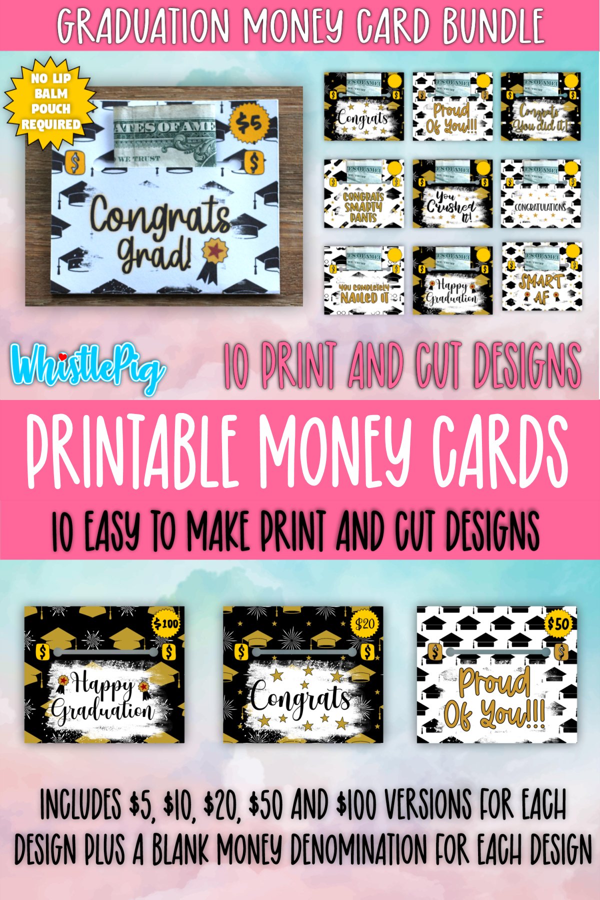 Graduation Money Card PNG Bundle Print And Cut Money Card