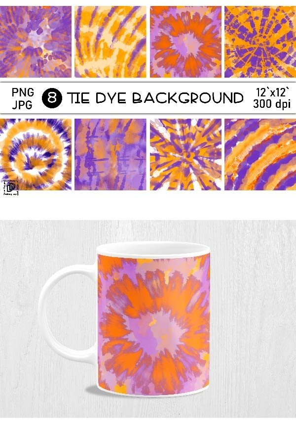Tie Dye Bundle for Sublimation 8 Different Designs