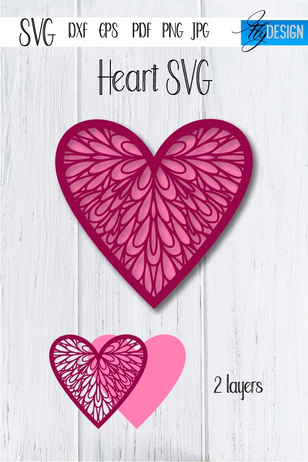 Layered Heart SVG. Red Heart SVG. Valentines Day SVG. v2-3.