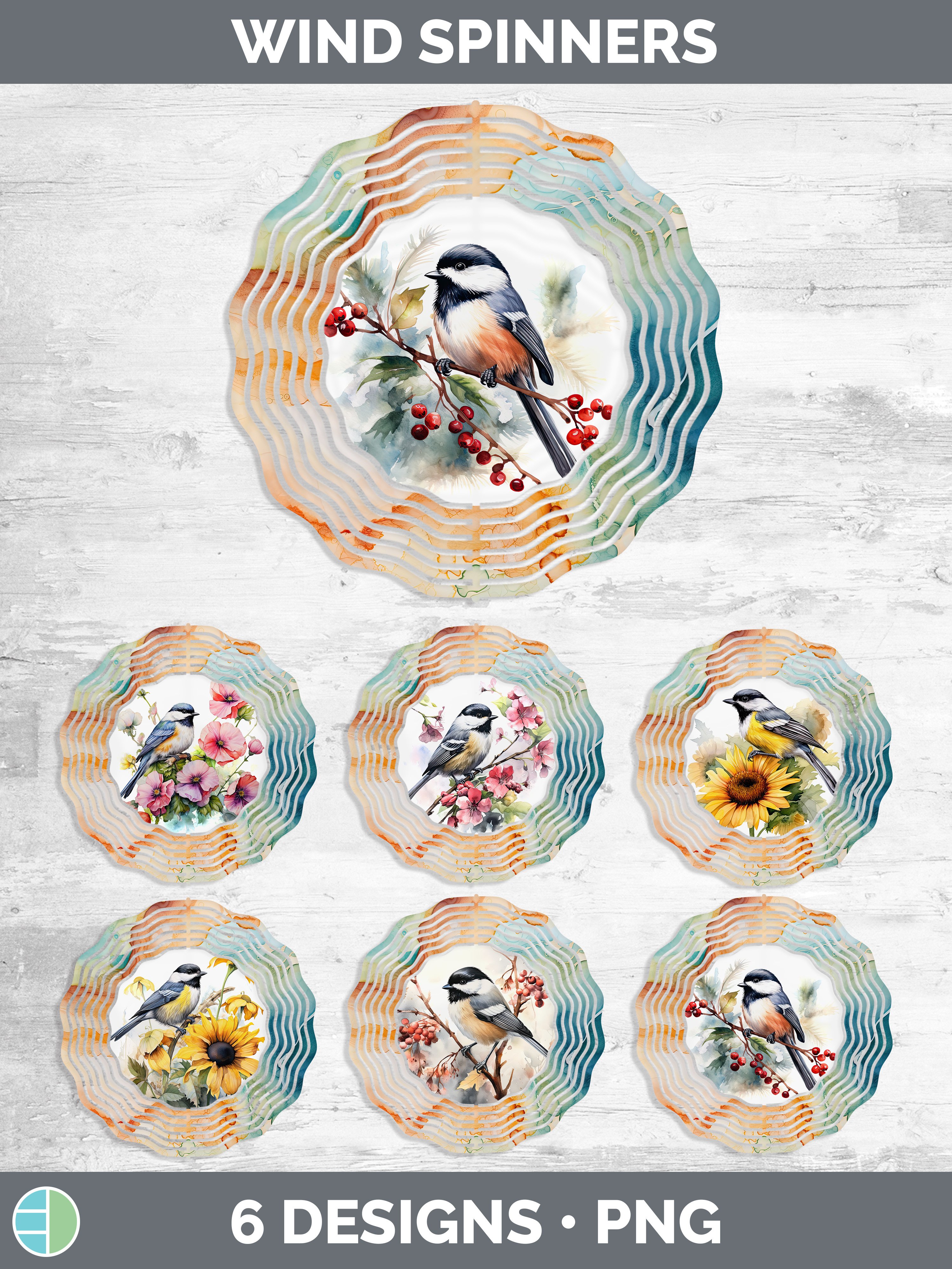 Pretty Chickadee Bird Wind Spinner | Bundle Spinner Designs