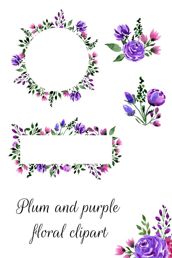 Plum and purple flowers clipart