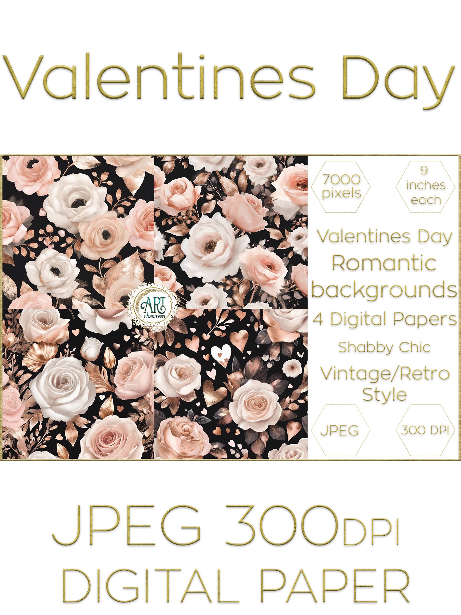 Fantasy Sweet Floral Valentines Day Digital Papers (3176310)