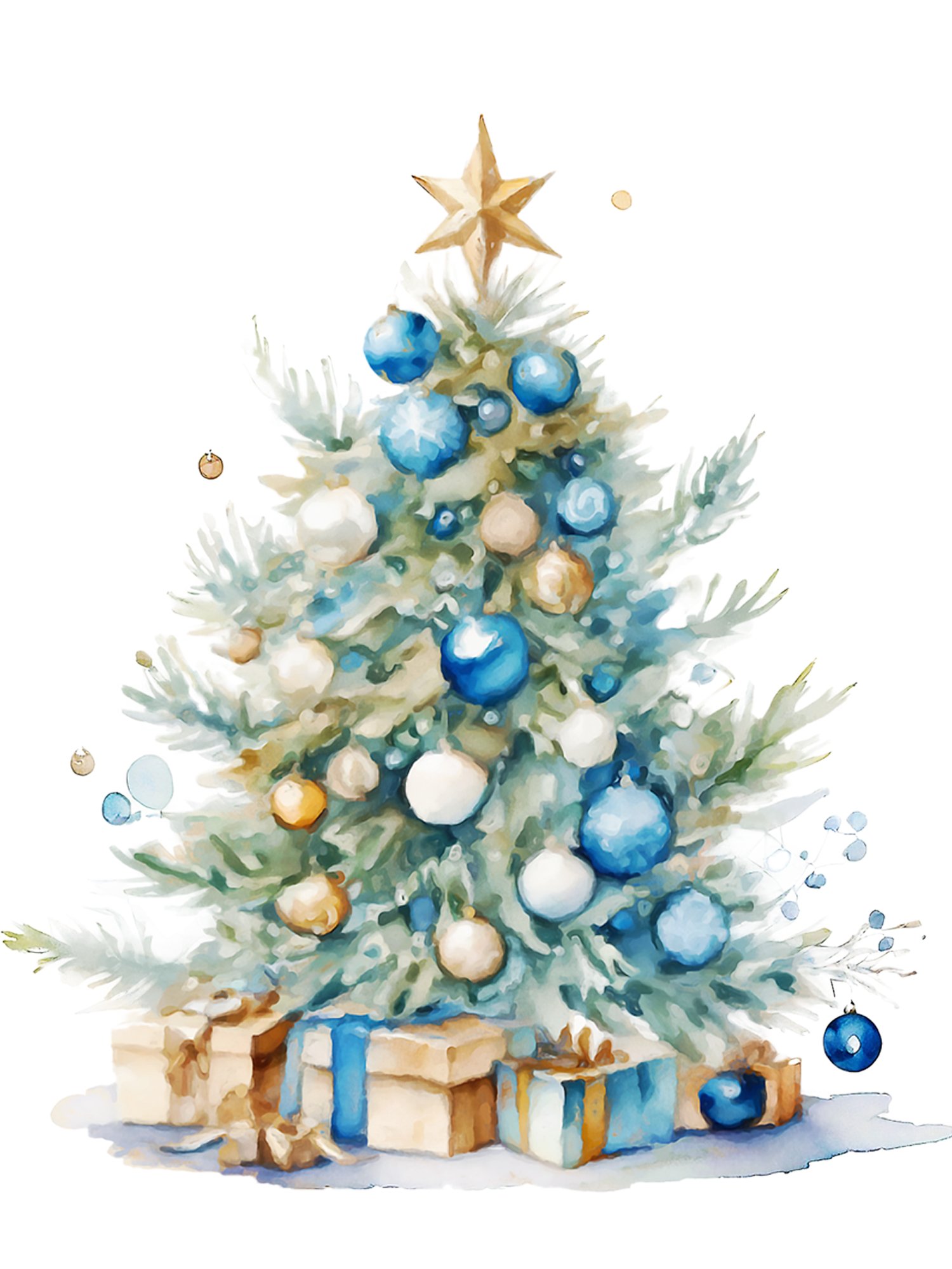 Christmas Tree Sublimation Watercolor Clipart / (2962546)