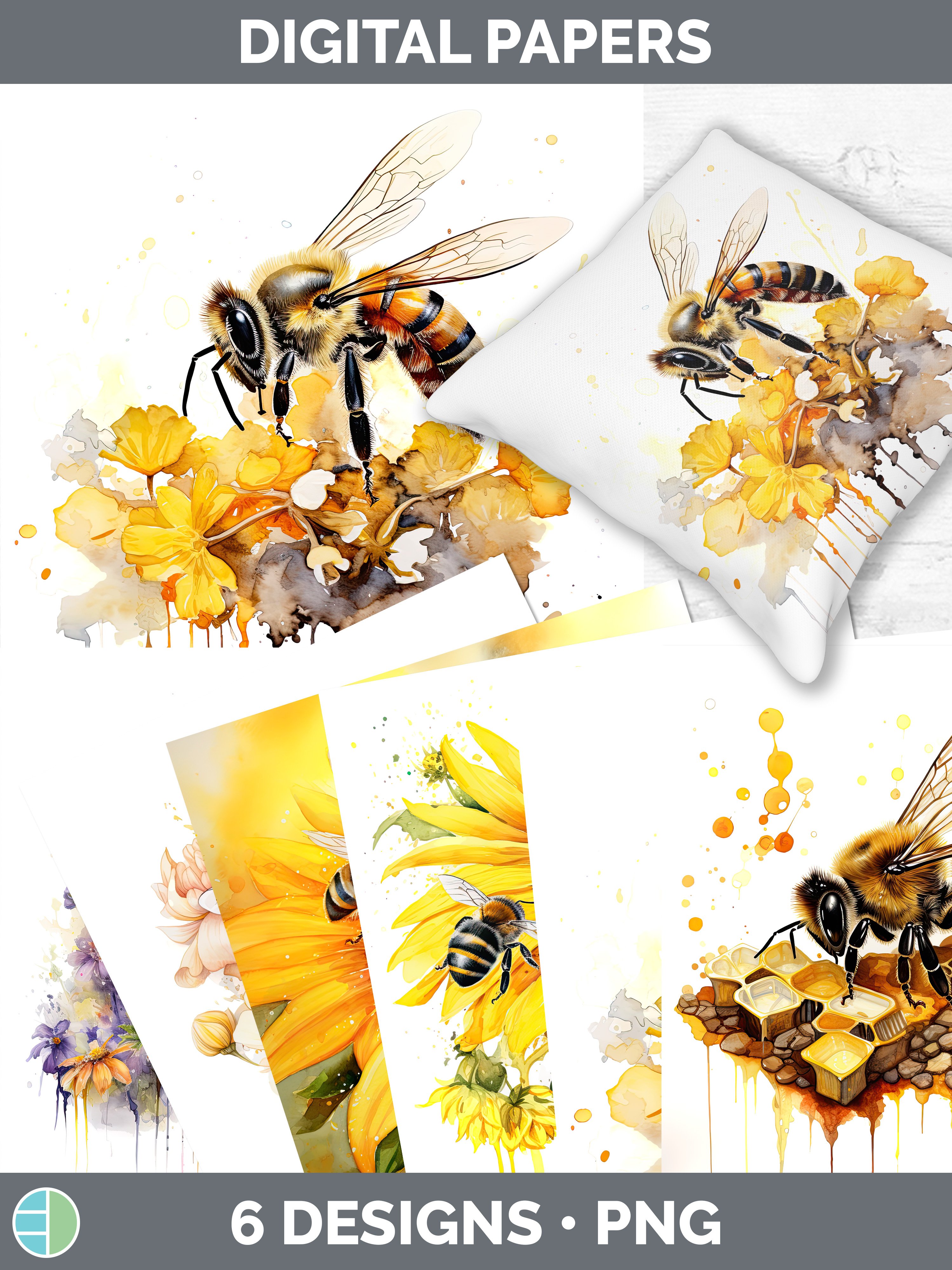 Pretty Bee Paper Backgrounds | Bundle Digital Scrapbook Pape