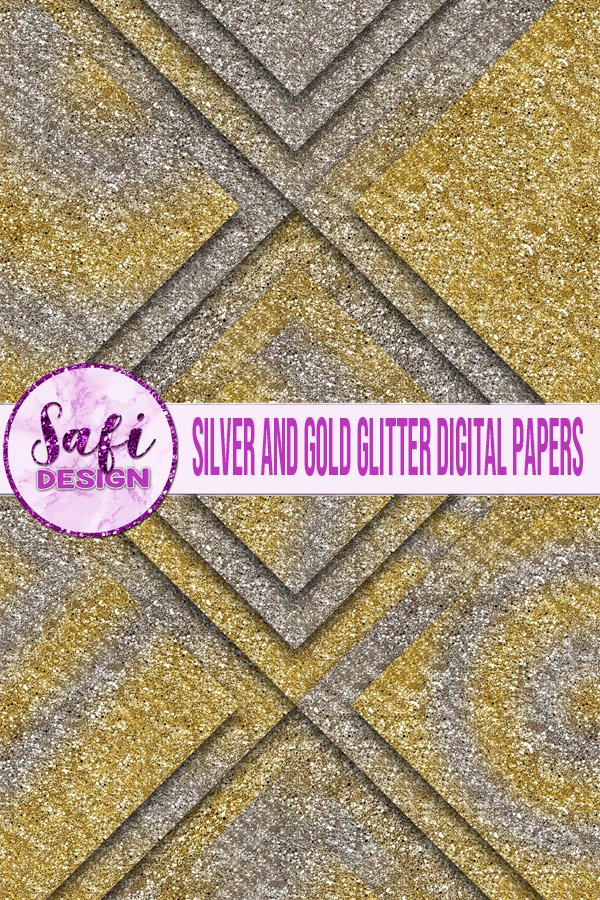Silver and Gold Christmas Glitter Digital Paper Backgrounds
