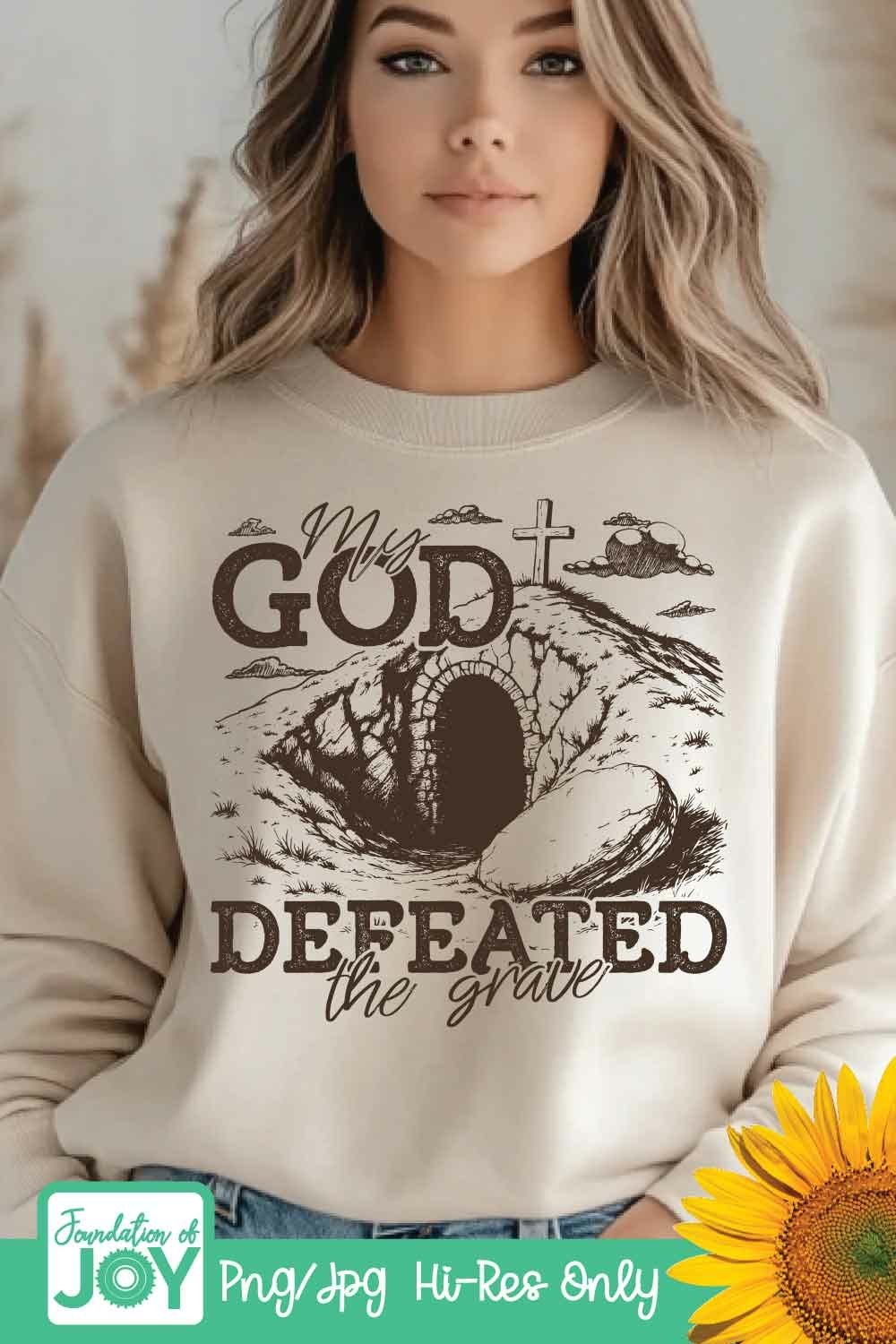 My God defeated the grave png, Christian Easter dtf