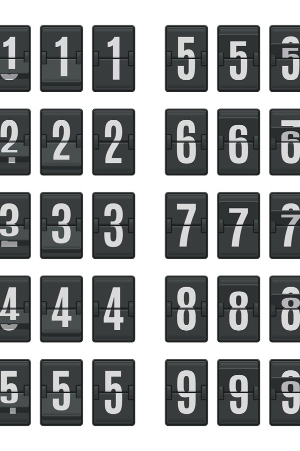 Flip countdown animation. Scoreboard numbers countdown panel