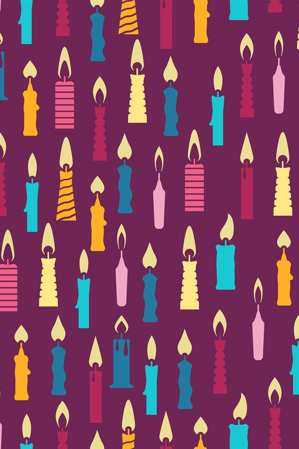Colorful birthday candles seamless pattern