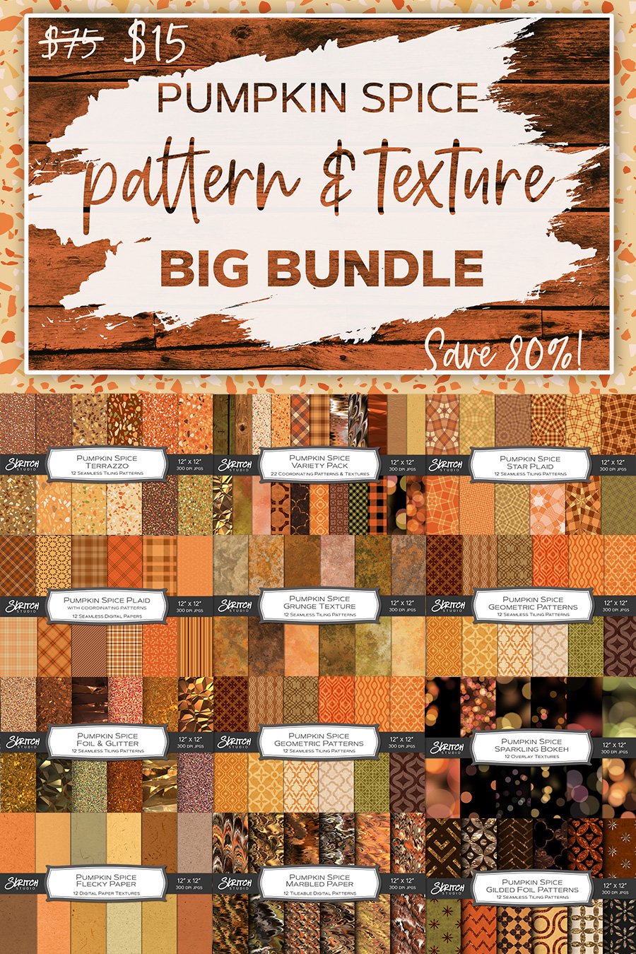 Pumpkin Spice Fall Pattern & Texture Big Bundle