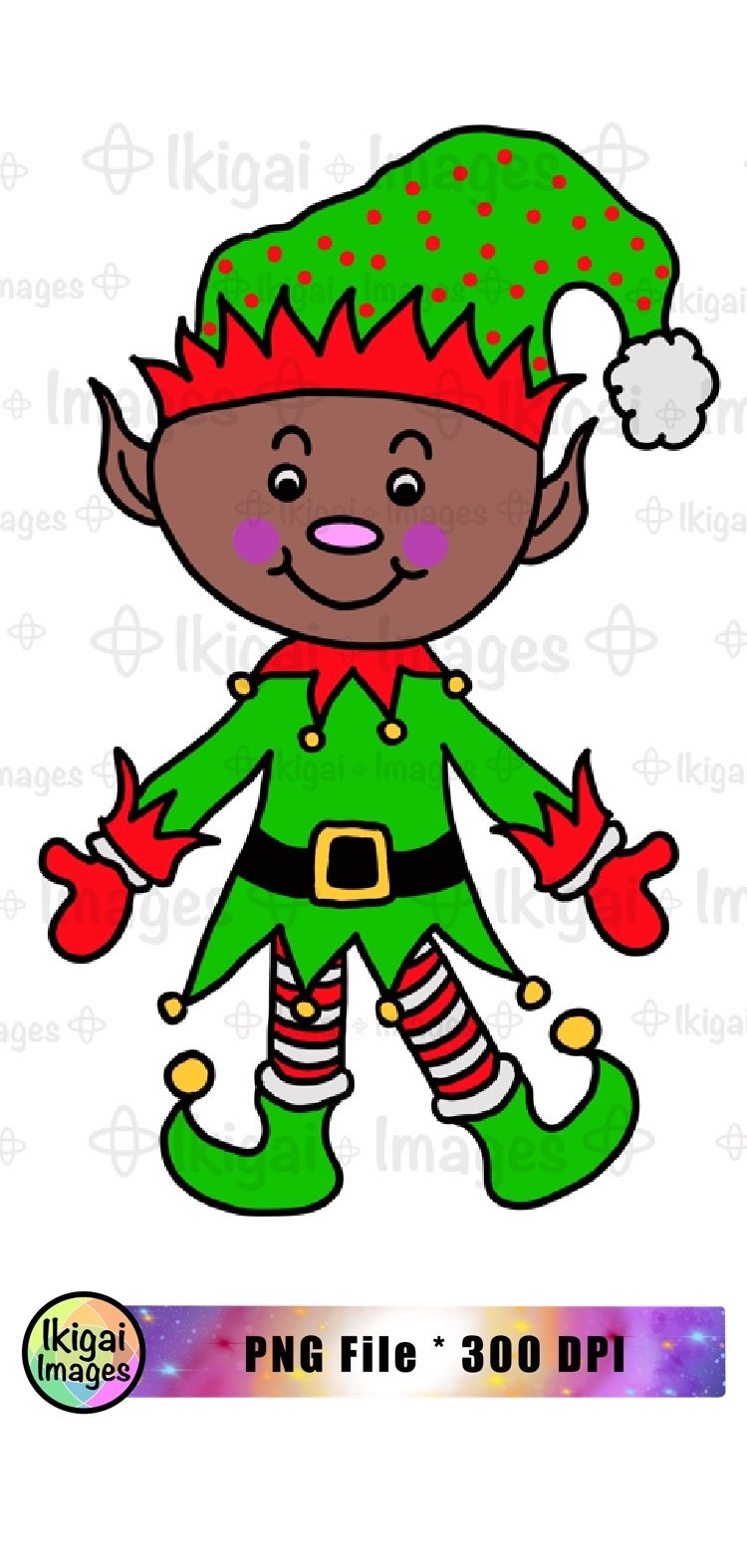 African American Elf Clipart, Christmas Elf, Kid Sublimation