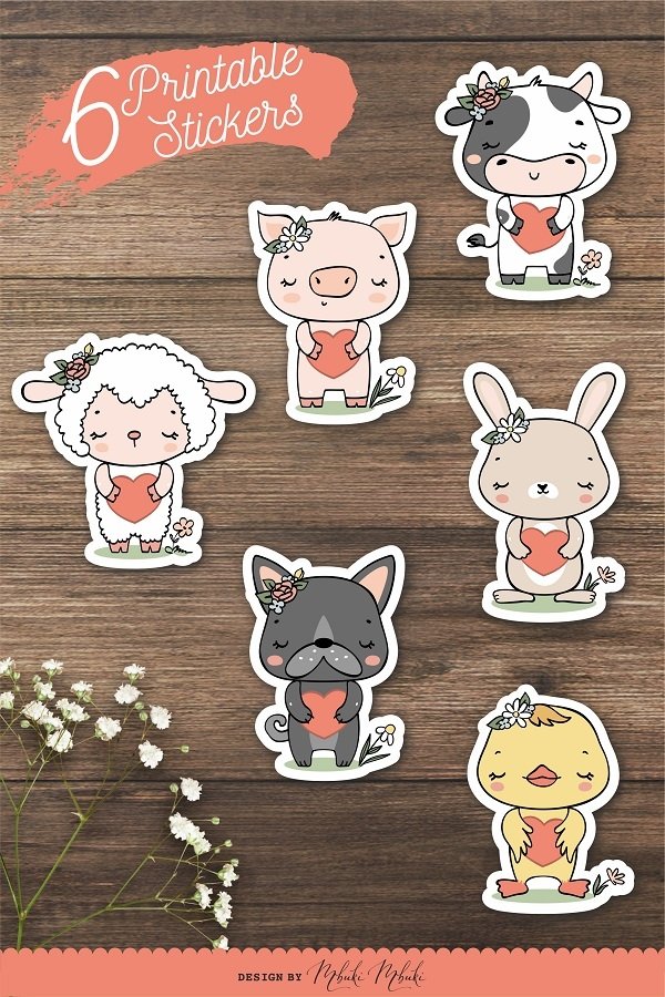 Farm Animals Characters Printable Stickers Cricut Design