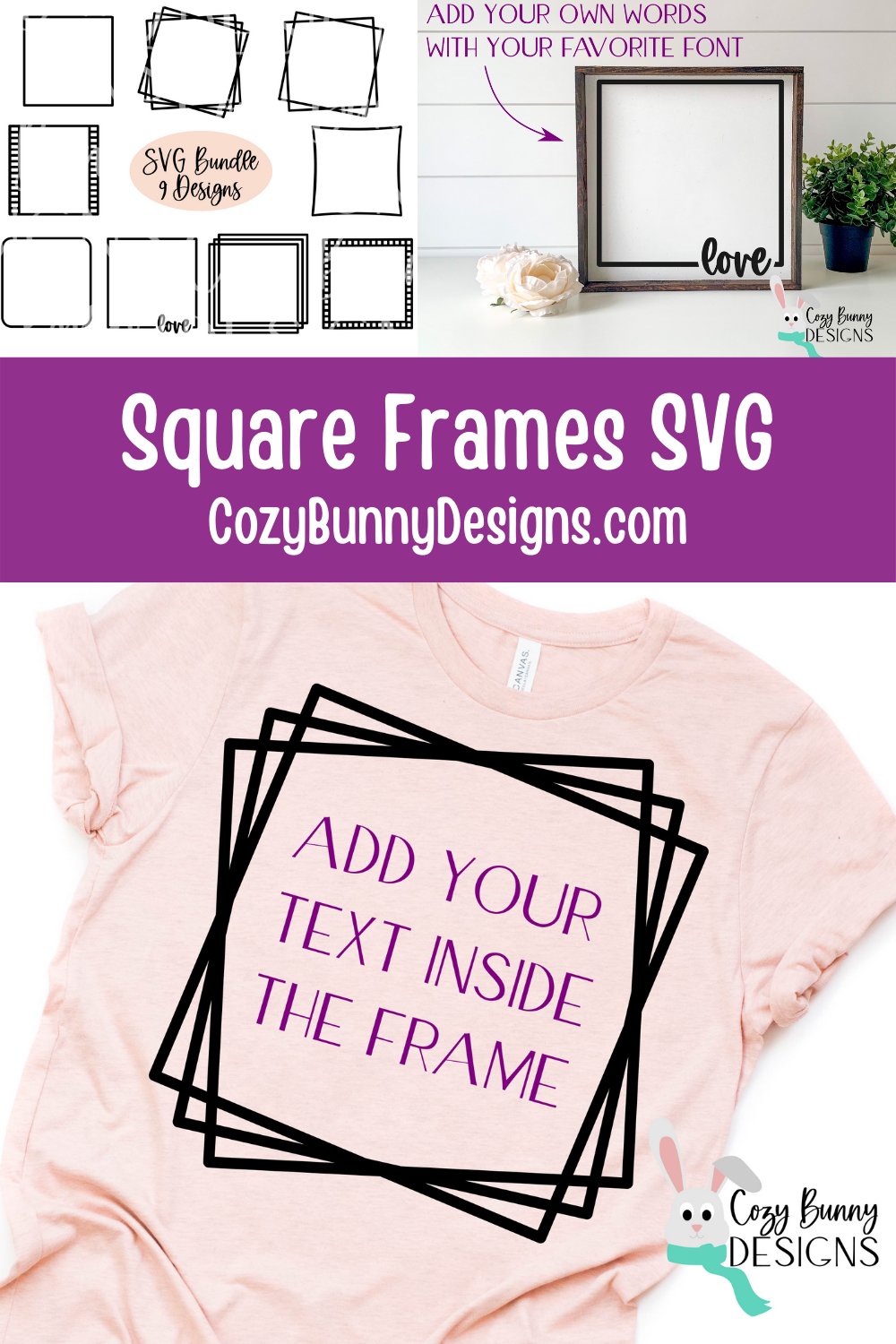 Square Frames SVG Bundle for Signs, Pillows, and More