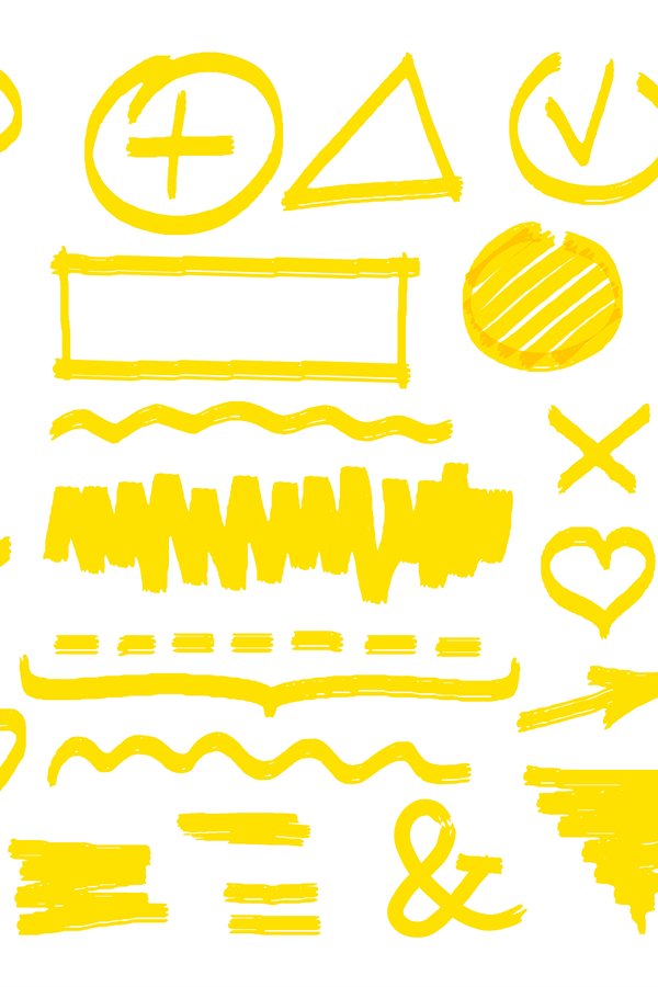 Yellow marker strokes. Highlighter scribble, highlighting te