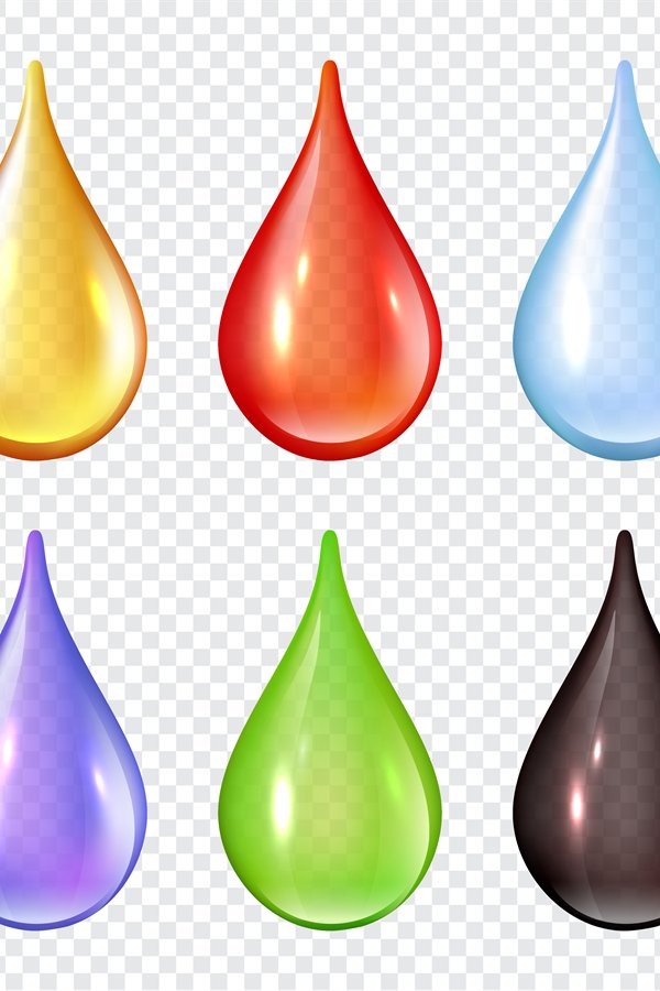 Colored drops. Splashes of paint liquid realistic vector ill