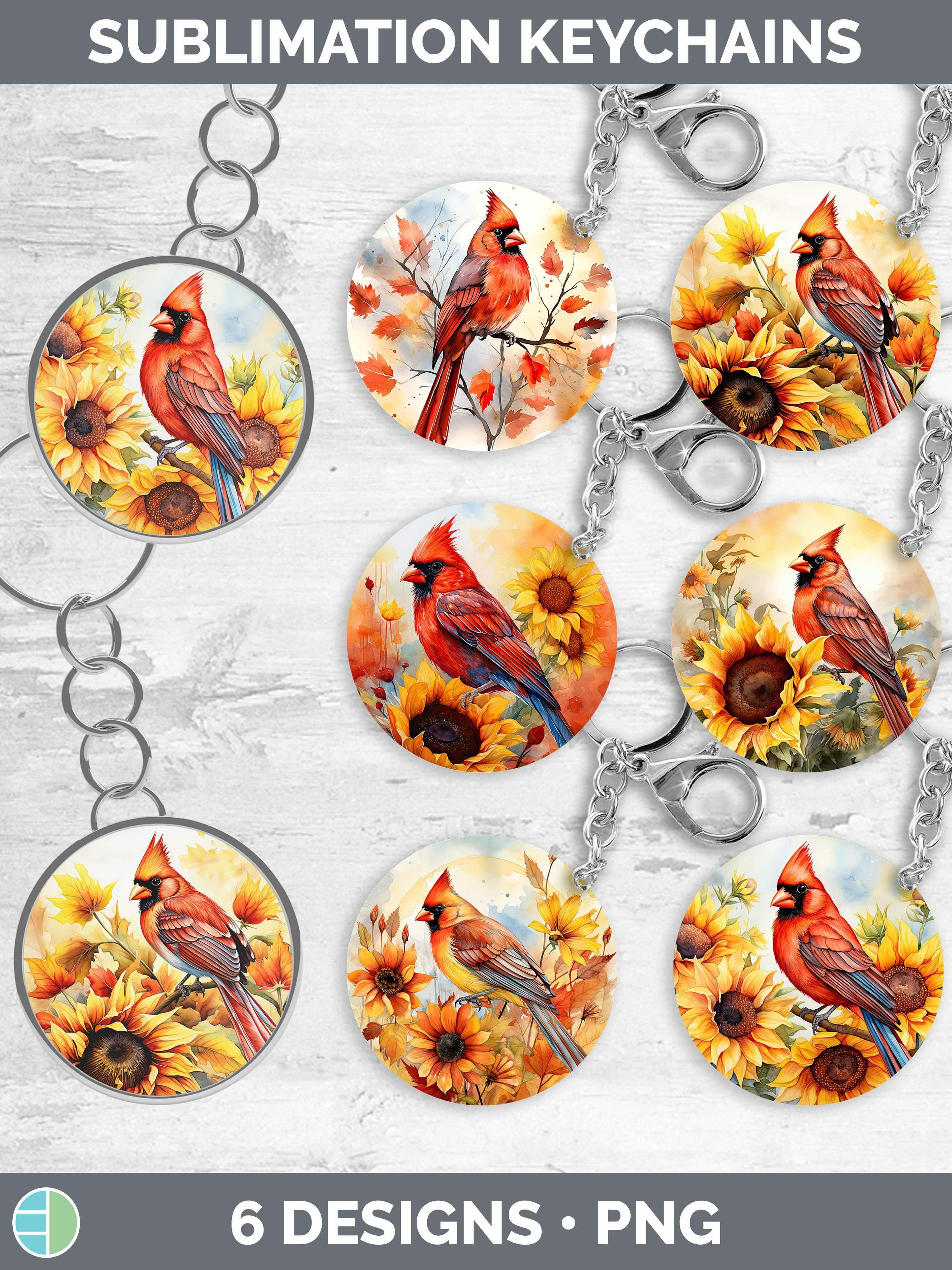 Autumn Cardinal Bird Keychain | Bundle Keyring Designs