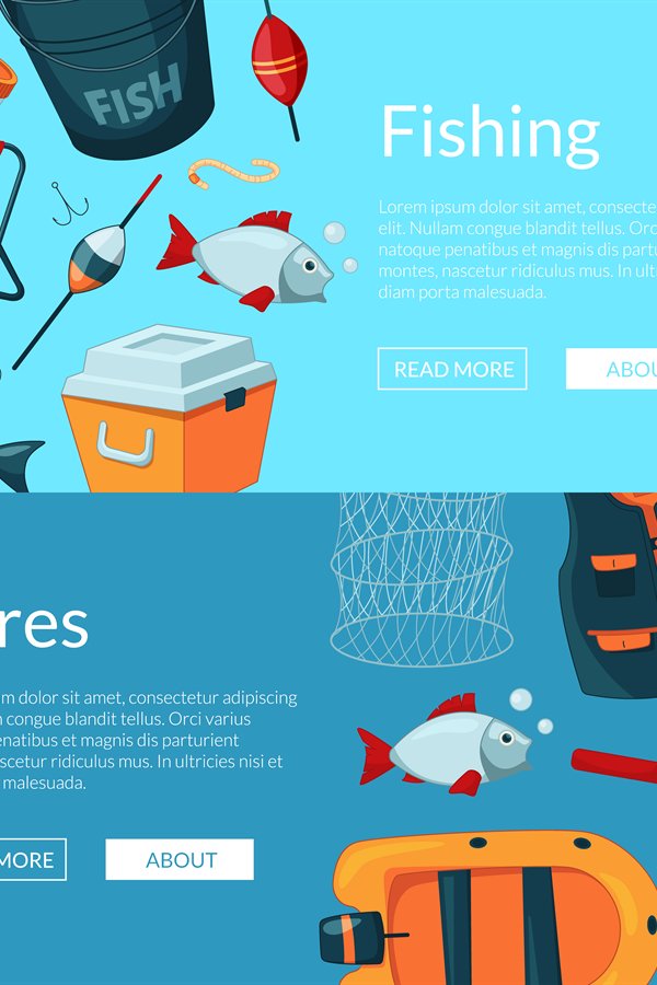 Vector banners illustration with cartoon fishing (843699)