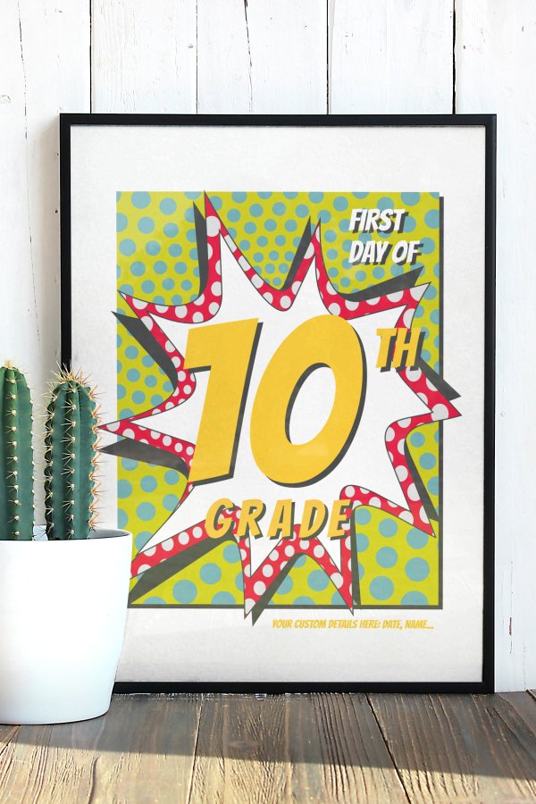 10th Grade School Sign Printable Editable PDF DIY Photo Prop