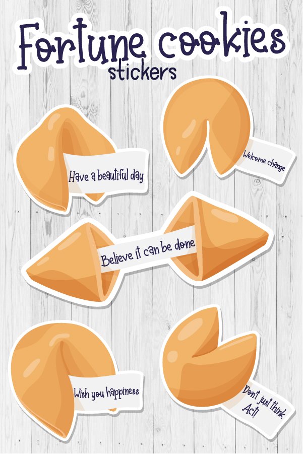 Fortune cookies - printable and editable stickers