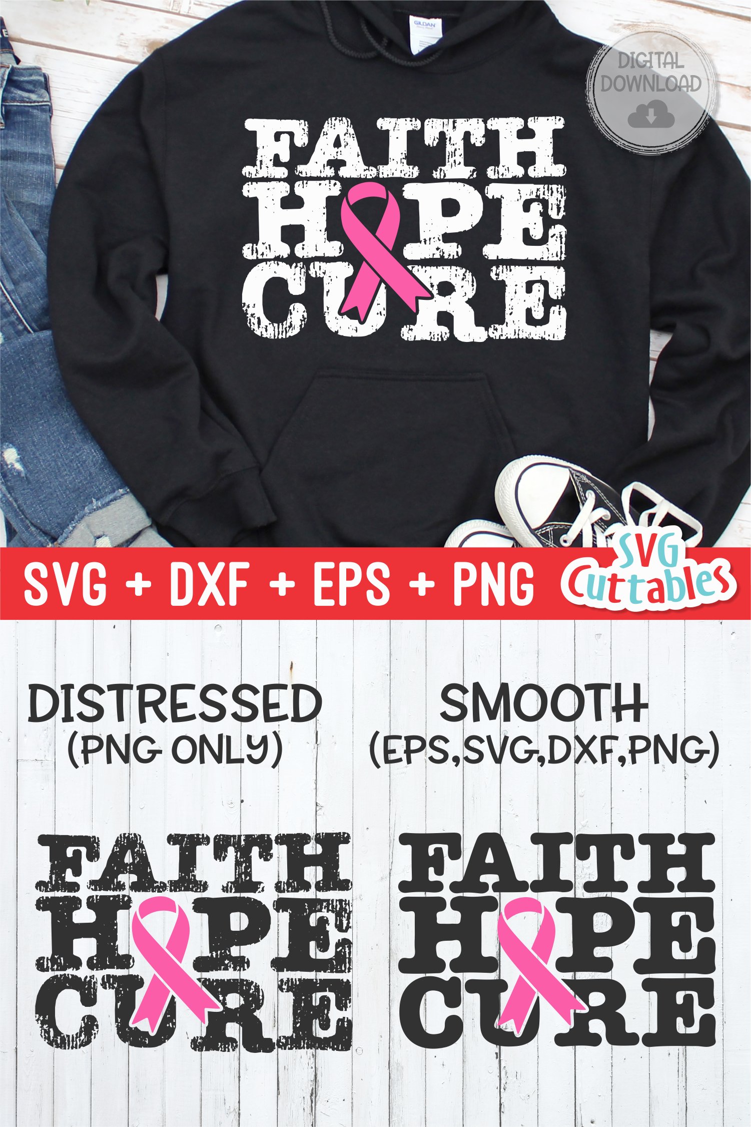 Breast Cancer Awareness SVG | Faith Hope Cure