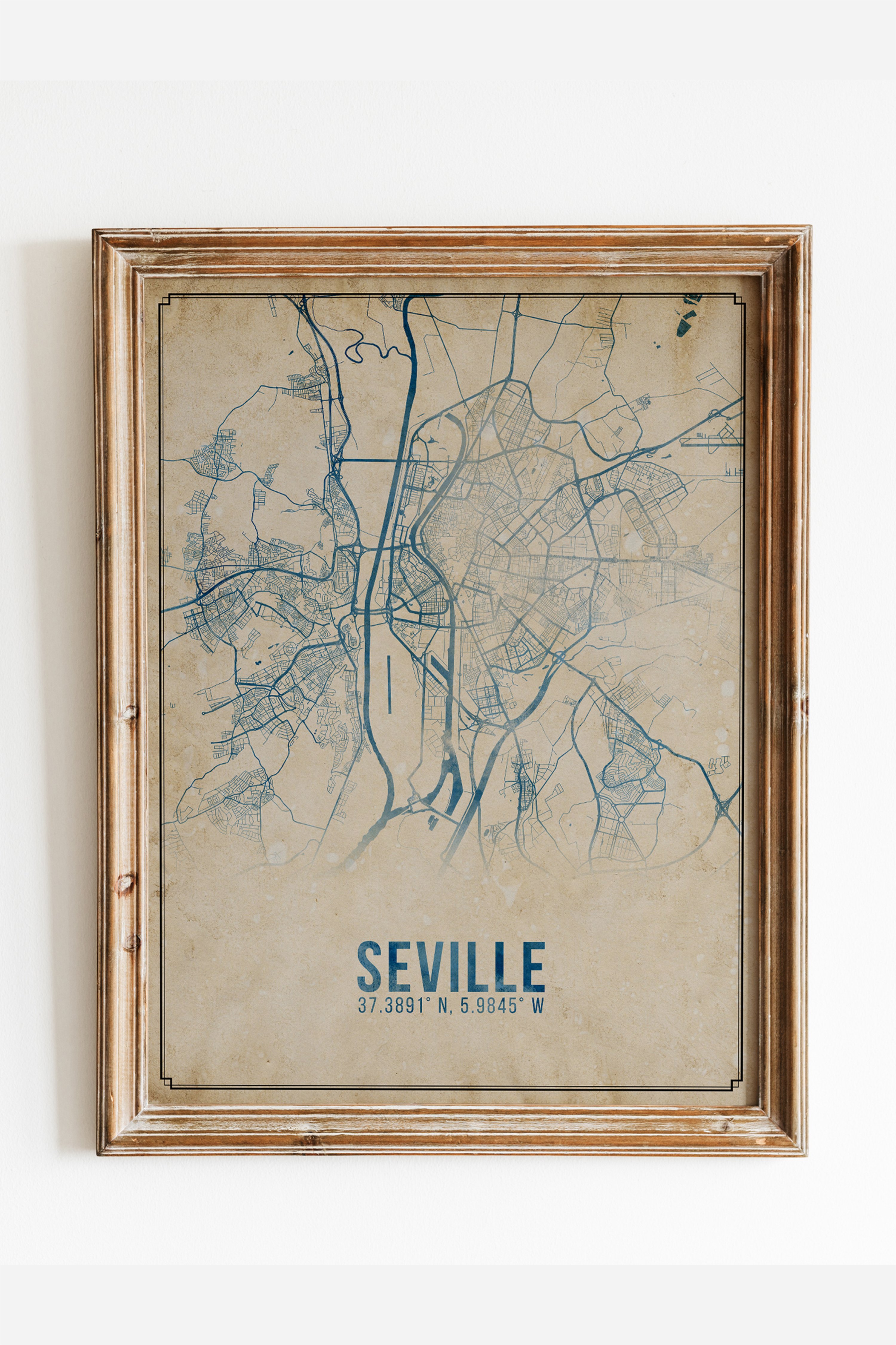 Seville Antique Watercolor City Map Poster