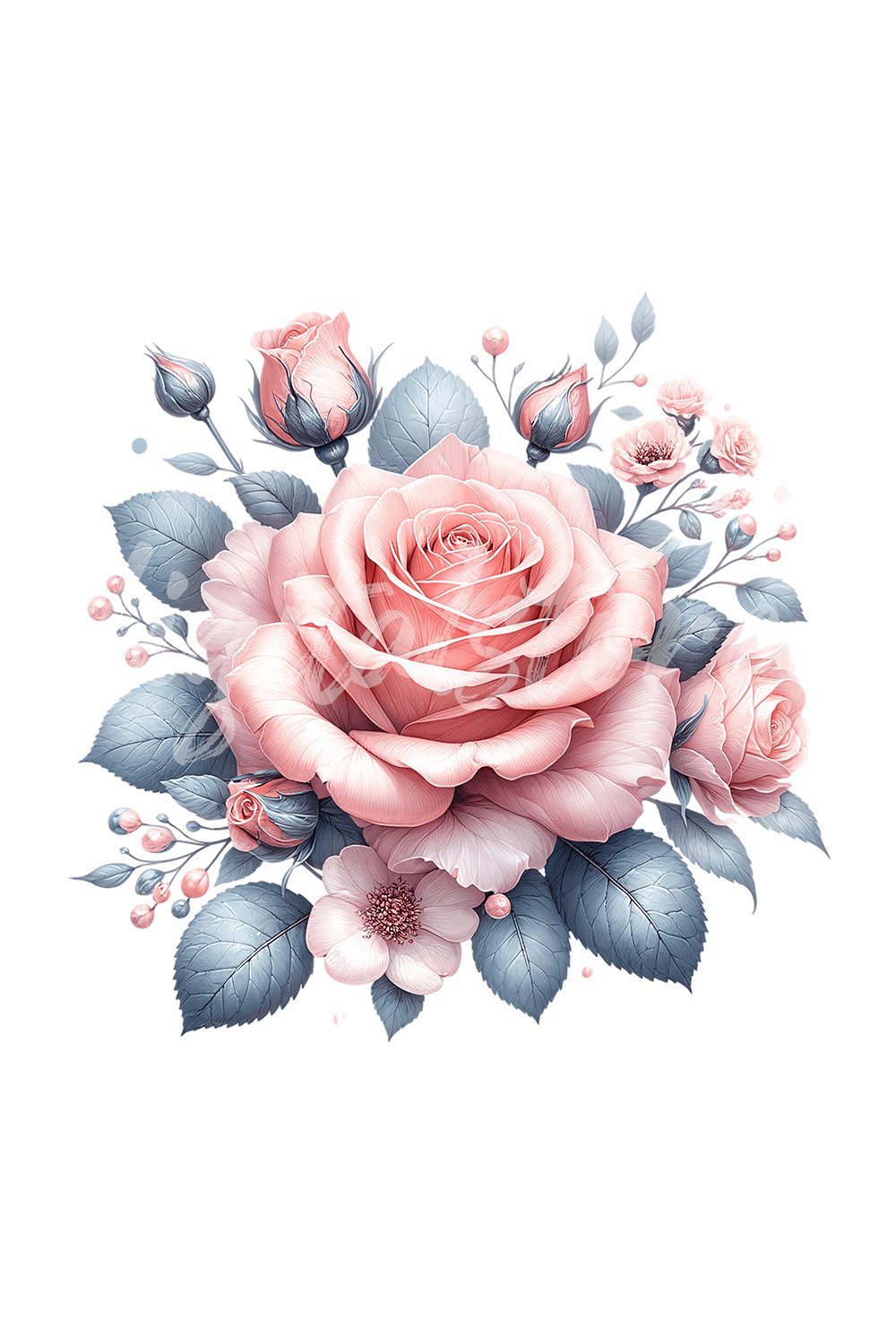 Blush Pink Rose Clipart, Pastel Rose Clipart (3738270)