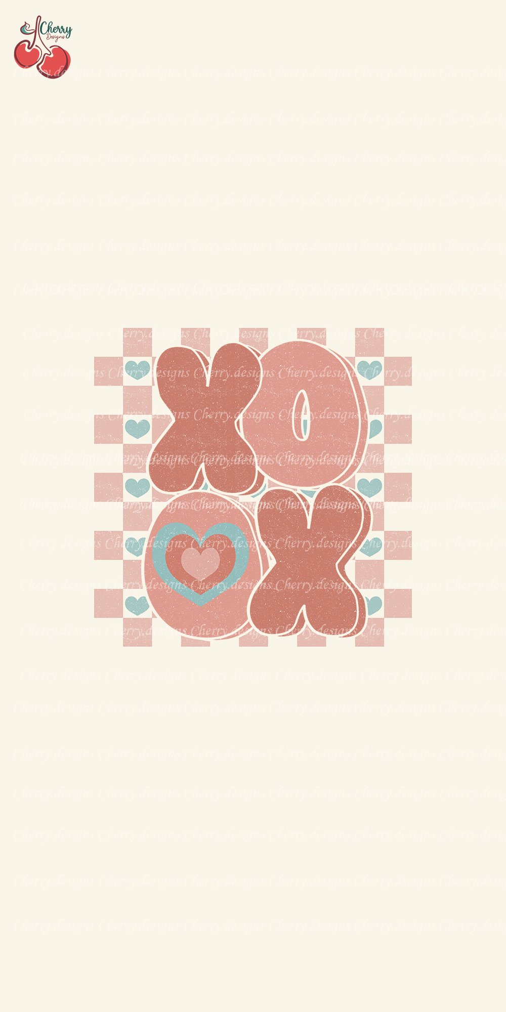 XOXO PNG, Retro Valentine PNG, Pink Valentine Plaid PNG