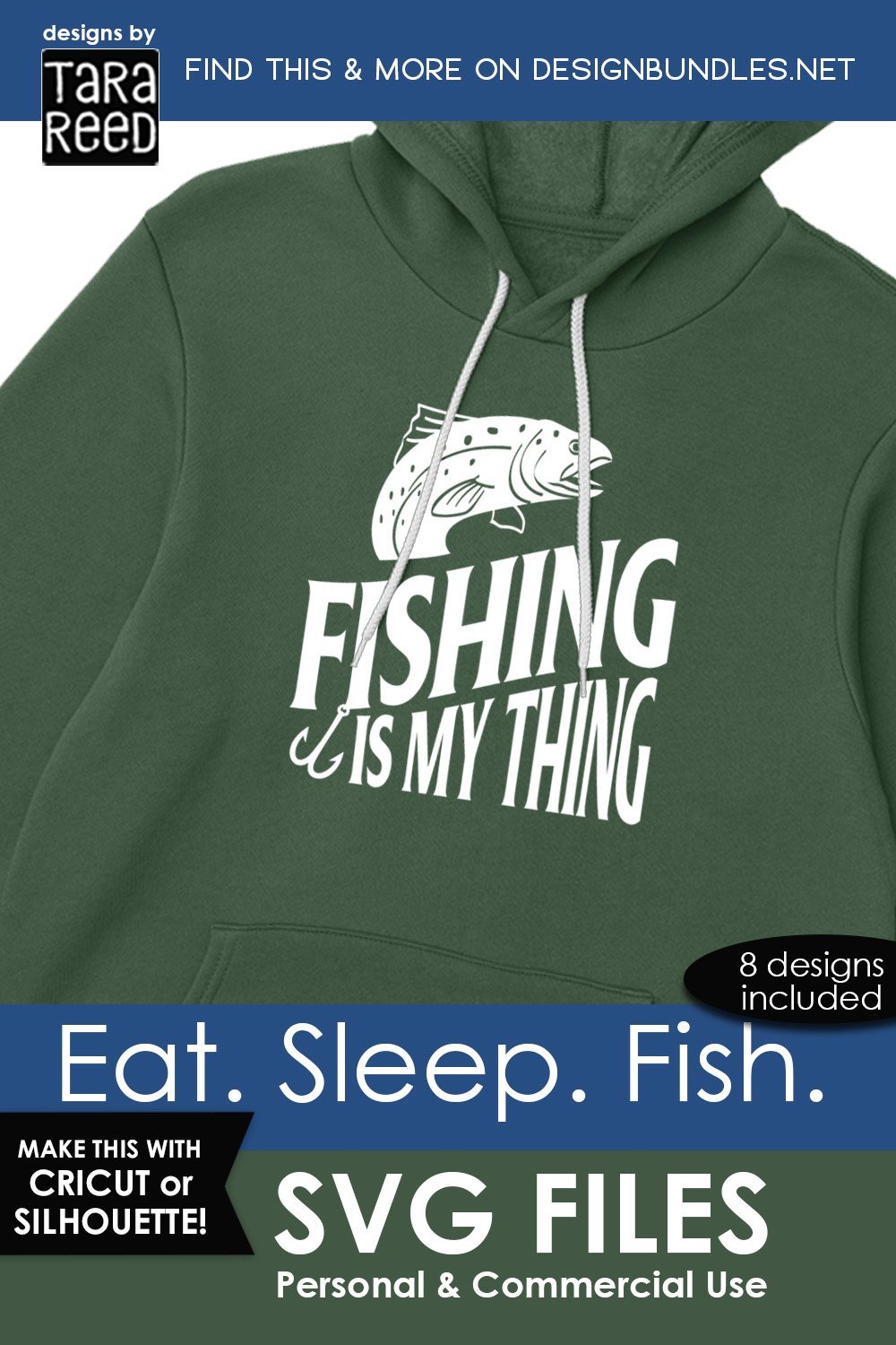 Eat Sleep Fish - Fishing SVG and Cut Files for Crafters