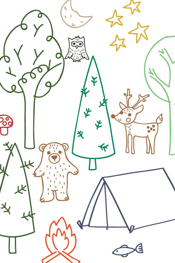 Hand Drawn Camping Colored | Outdoor illustration | Woodland (693936 ...