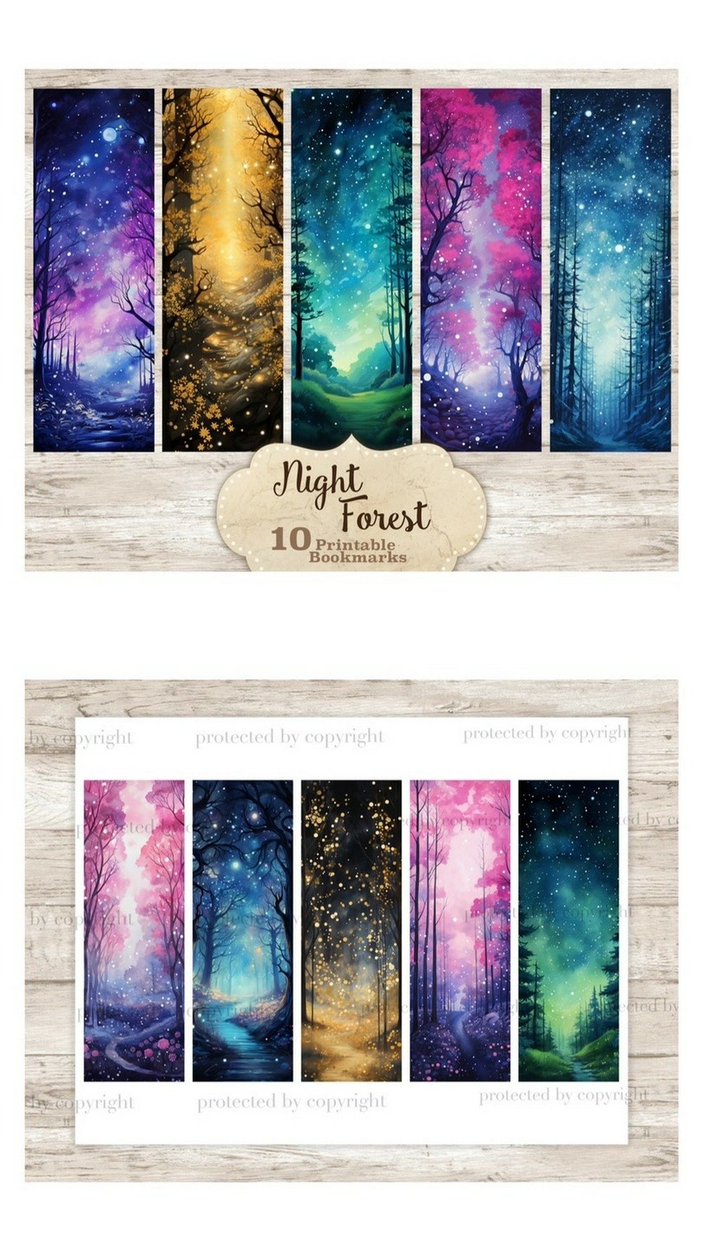 Night Forest Bookmarks | Digital Bookmarks